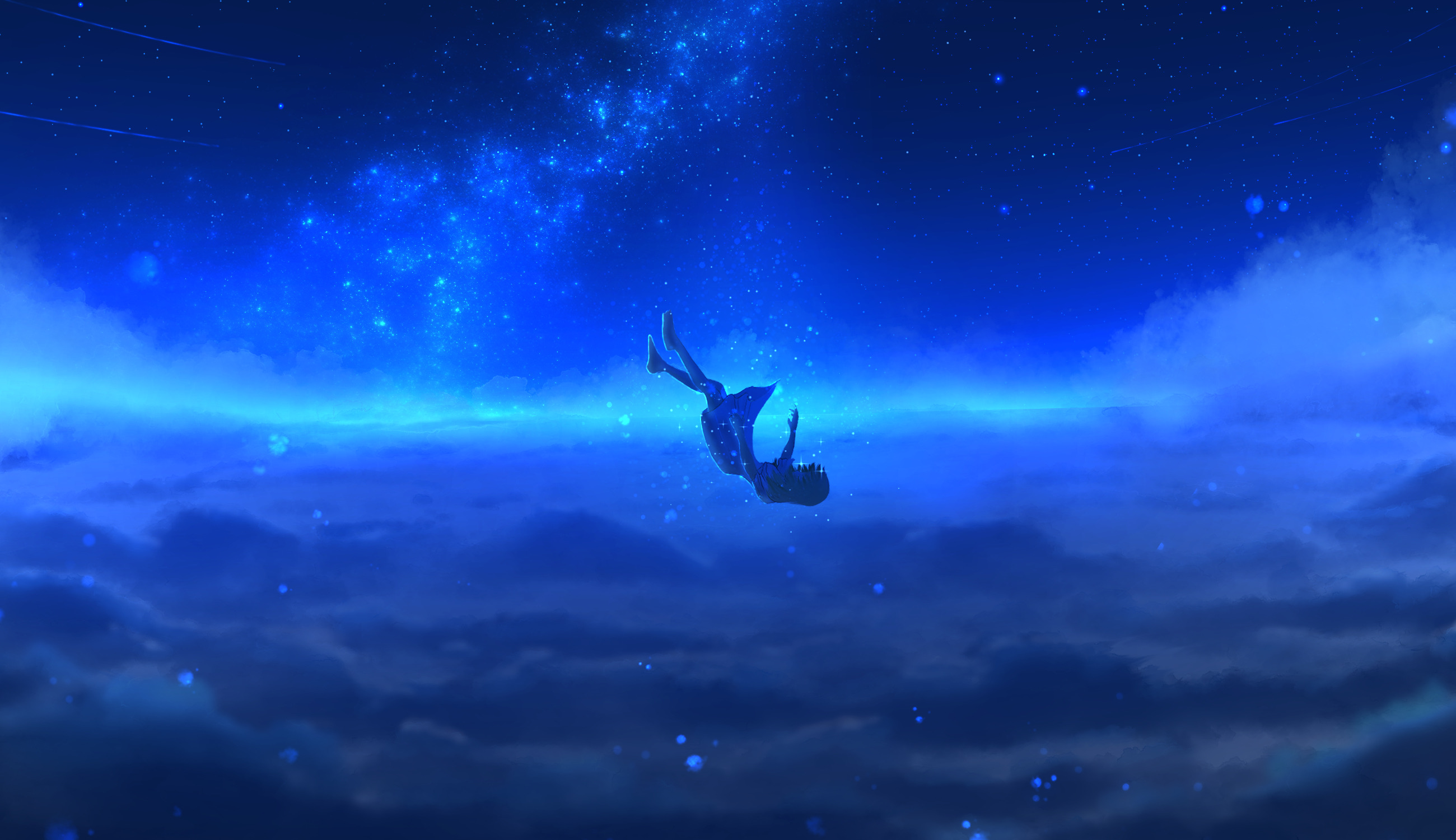 Download Fantasy Night Shooting Star Long Hair Star Anime Original HD ...