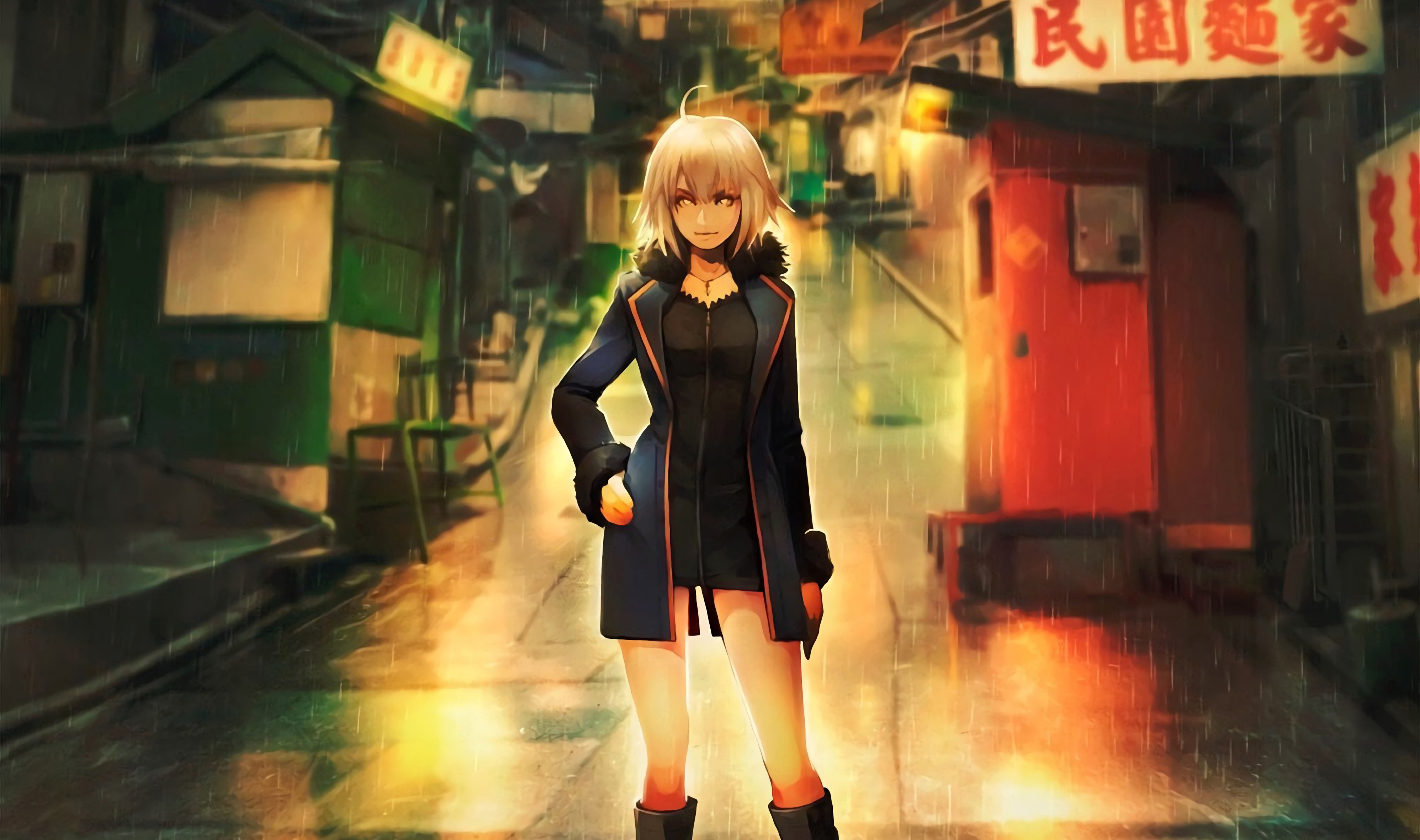Jeanne d'Arc Alter Stands in Rainy Shinjuku | Fate/Grand Order 4K Anime ...