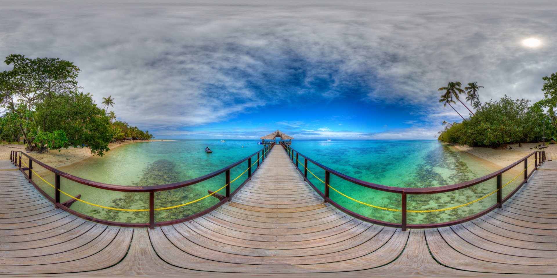 Download Fiji Ocean Pier Photography Fisheye Wallpaper by Nick Hobgood