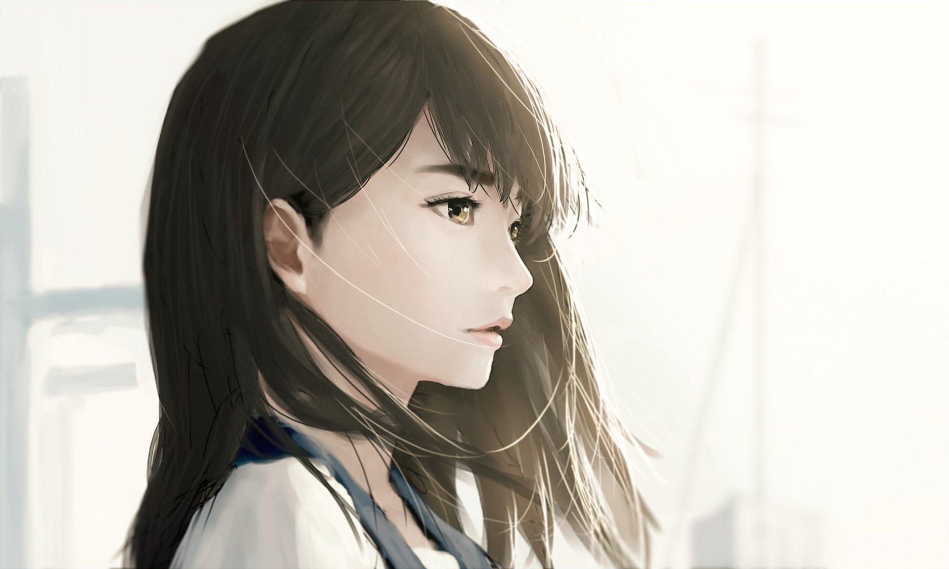 Gentle Gaze: HD Anime Portrait with Brown Eyes & Short Hair by ojay
