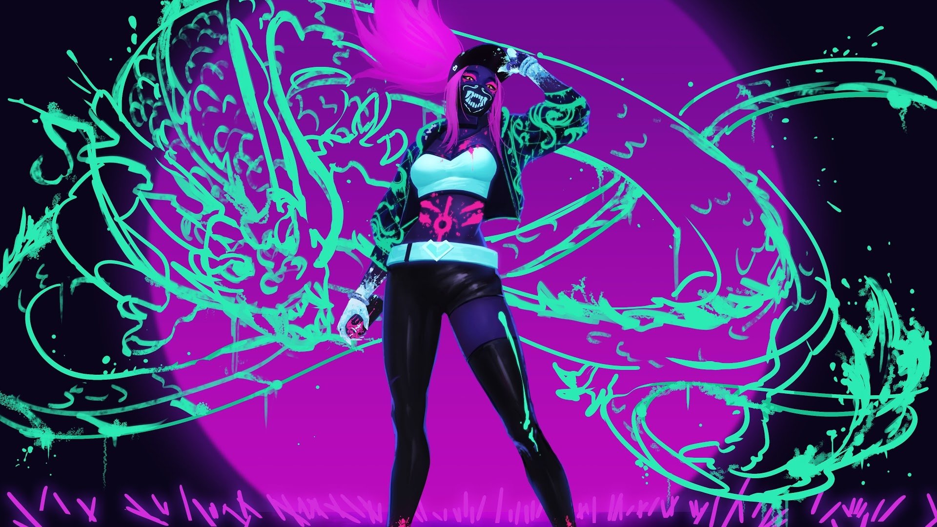 Akali HD Wallpaper – Vibrant League of Legends Action Shot by Gangsta G