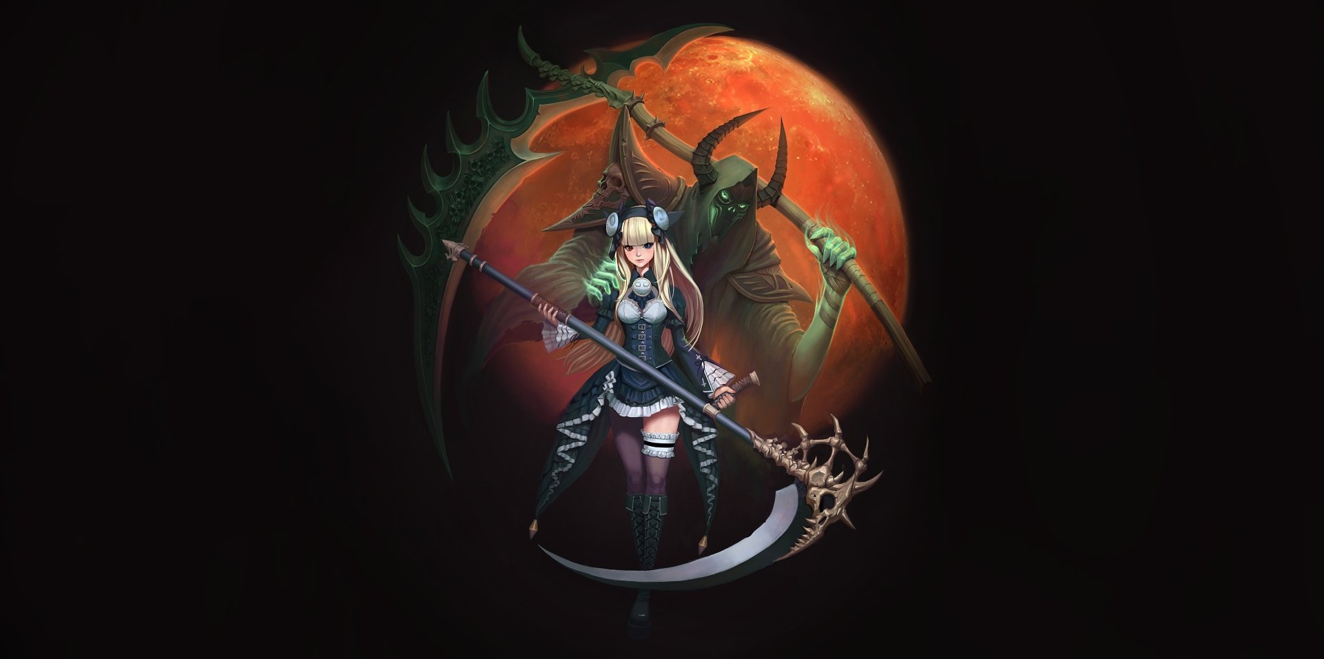 Download Blonde Heterochromia Scythe Death Moon Dark Grim Reaper 4k ...