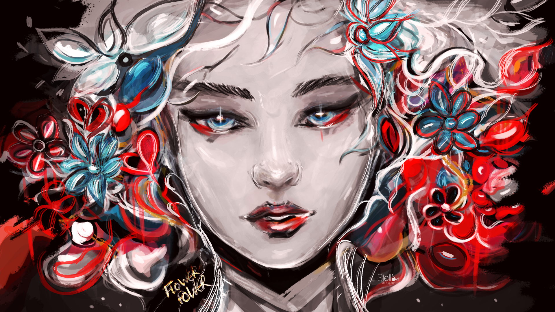 Download Colorful Flower Artistic Face 4k Ultra HD Wallpaper