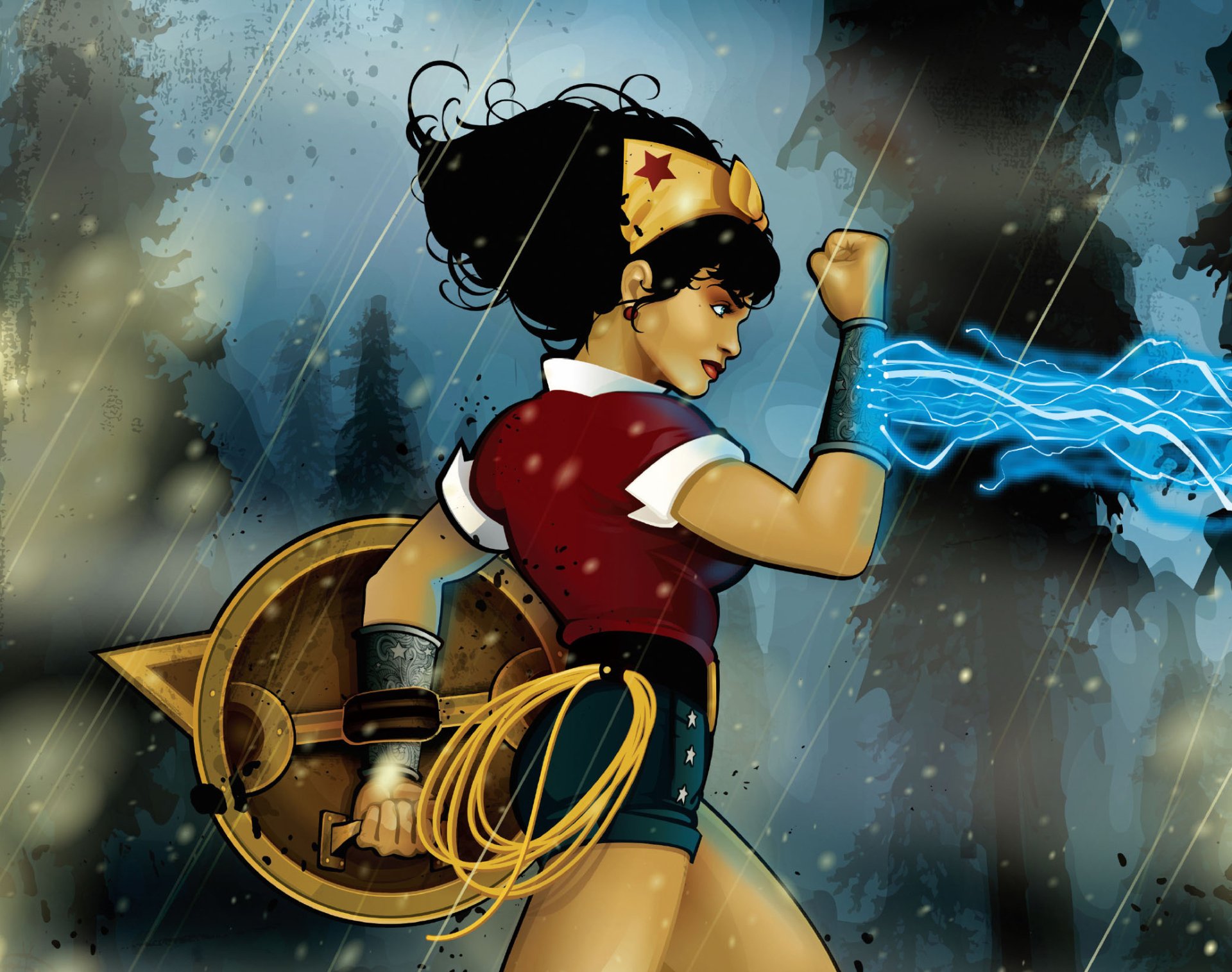 Wonder Woman DC Bombshells HD Comic Wallpaper - Fierce and Electrifying