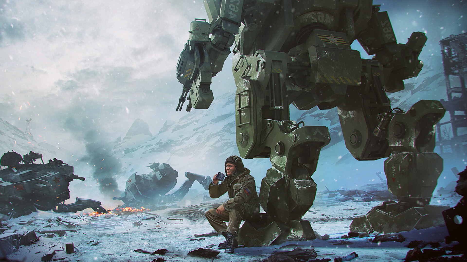 Download Mecha Sci Fi Robot HD Wallpaper by Vladimir Manyukhin