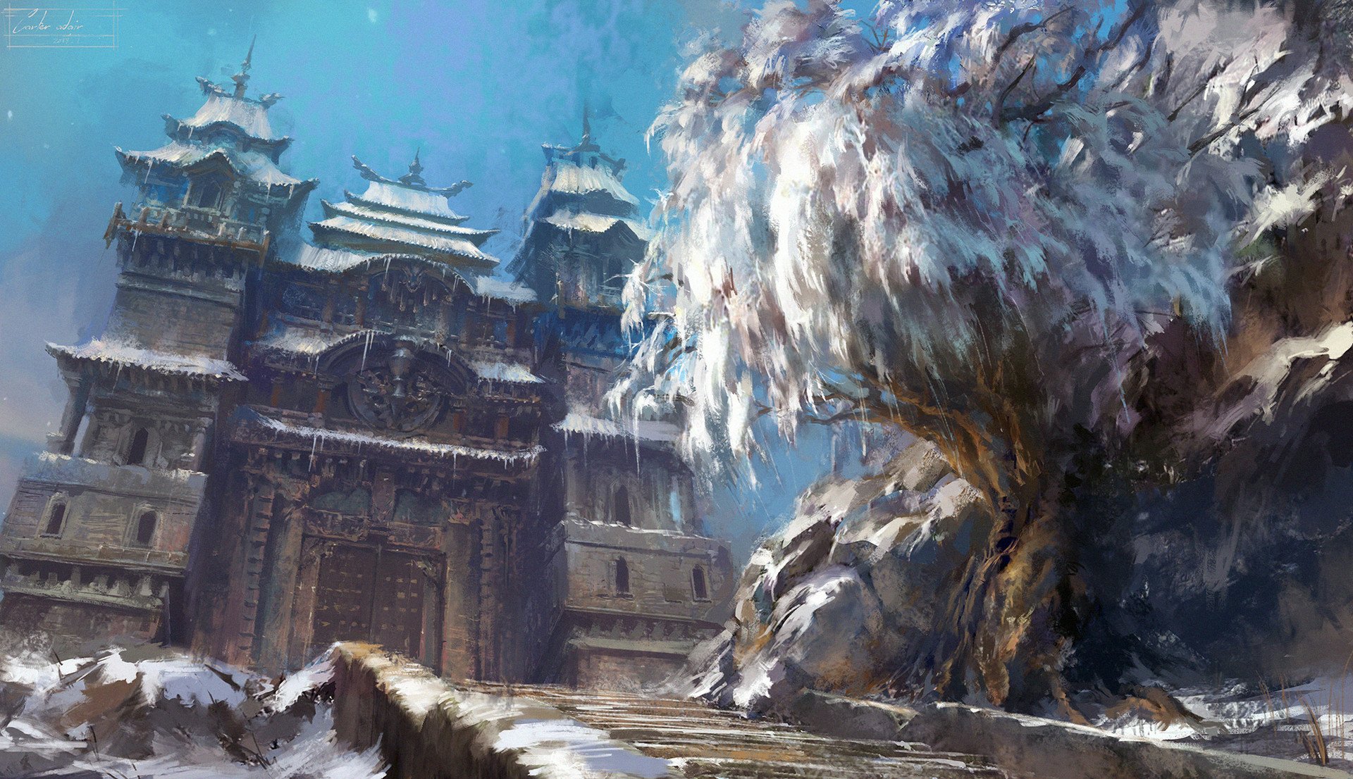 Download Tree Fantasy Castle HD Wallpaper by Carter Adair