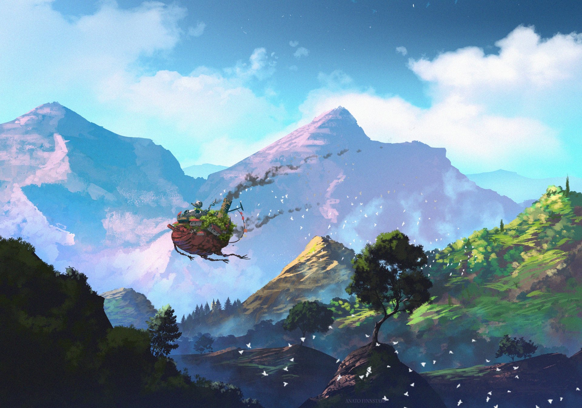 Howl's Moving Castle HD Anime Landscape Wallpaper by Anato Finnstark