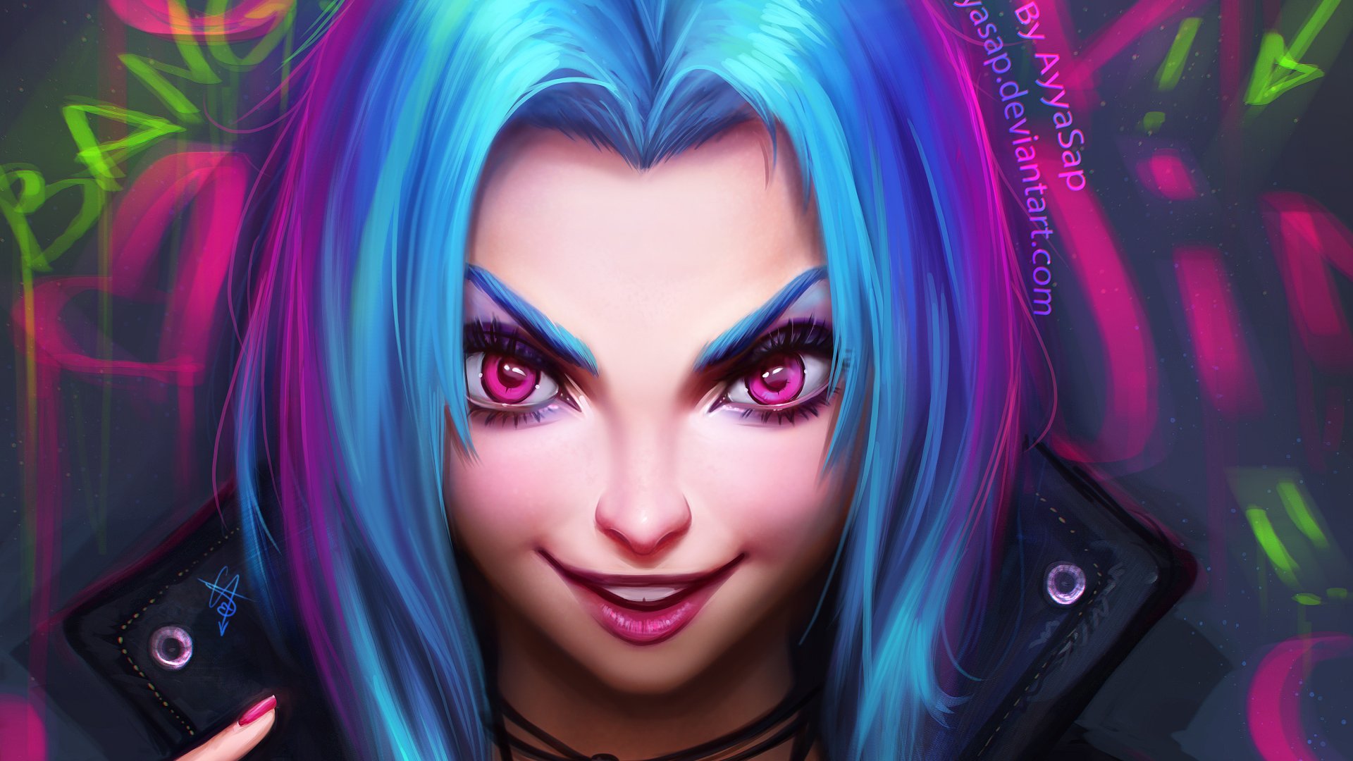 Jinx Up Close: HD Wallpaper of League of Legends' Blue-Haired Rebel ...
