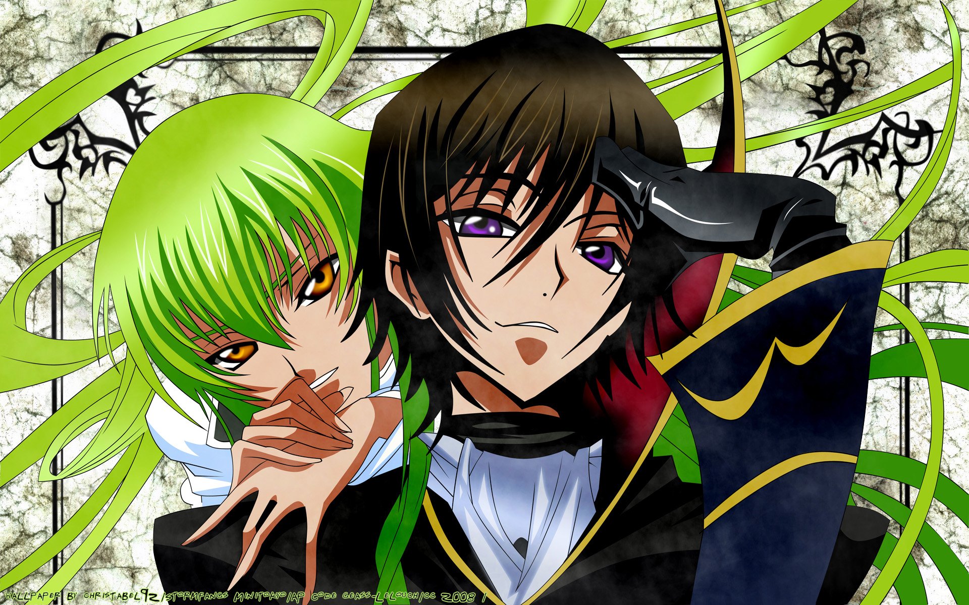 Code Geass HD Wallpaper: Lelouch & C.C. United in Anime Elegance