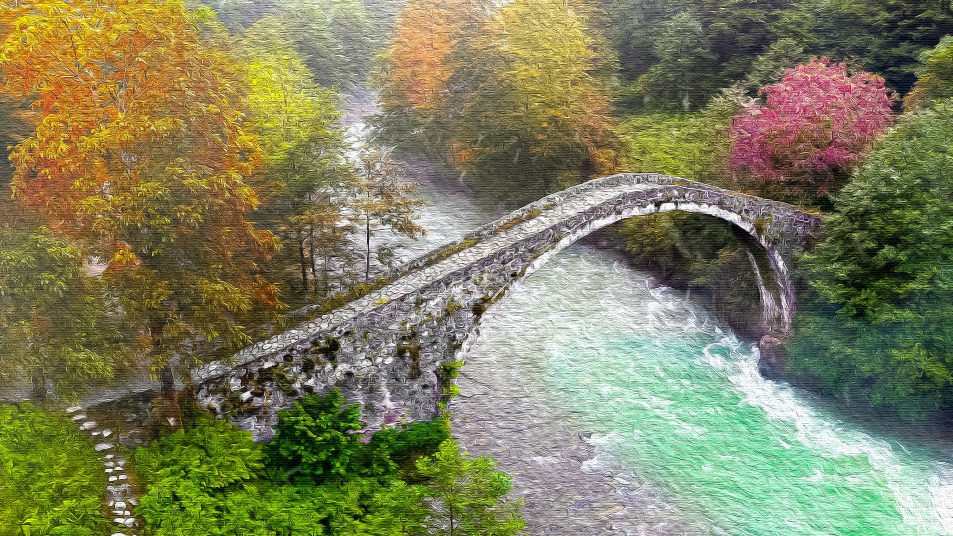 Turkish Bridge - Fine Oil on Canvas by Manufan63 | 3840x2160 ...
