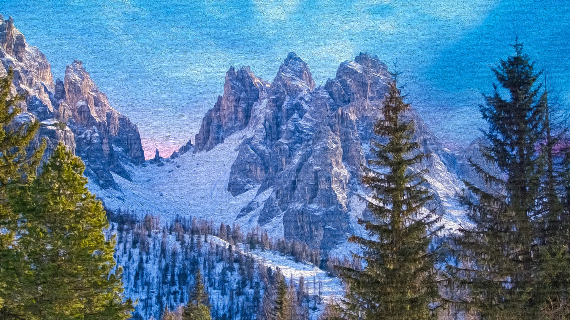 Dolomites - Oil on Canvas by Manufan63 | 3840x2160 | Wallpaper Abyss