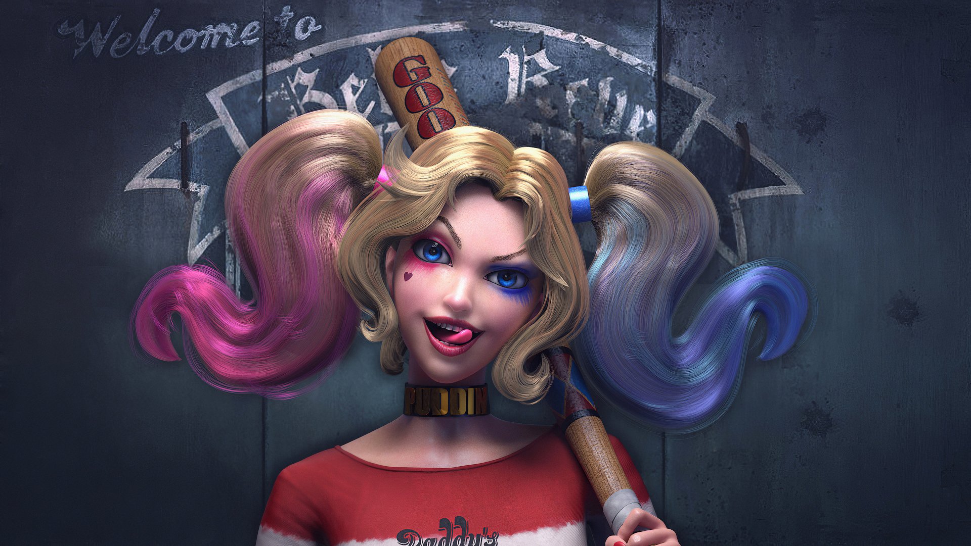 Download Blue Eyes Face Twintails Blonde DC Comics Comic Harley Quinn ...