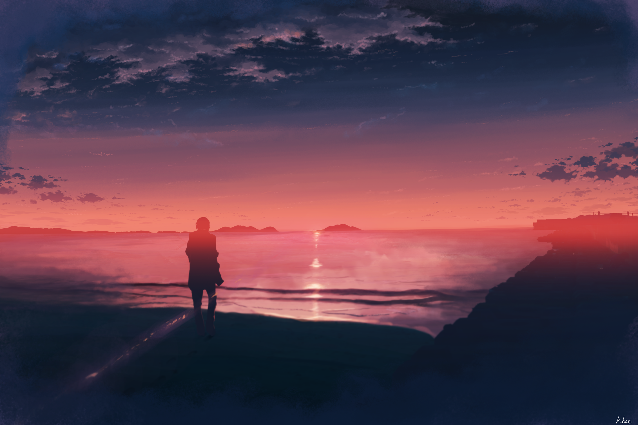 Anime Sunset Dreams: Original HD Wallpaper Bliss by K.Hati