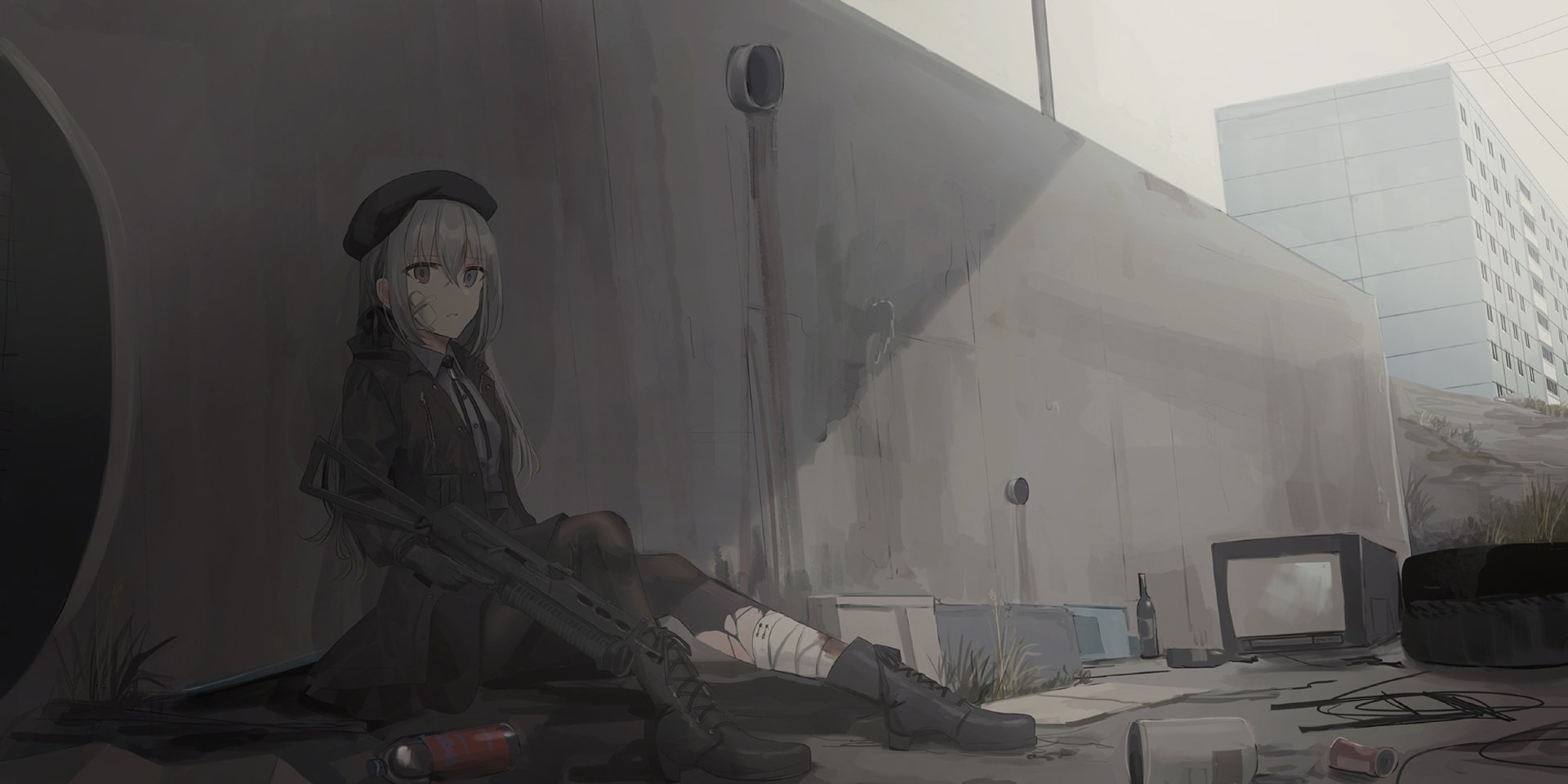 HD Anime Original: Silent Shadows with Gun by ちふり | 2500x1250 ...