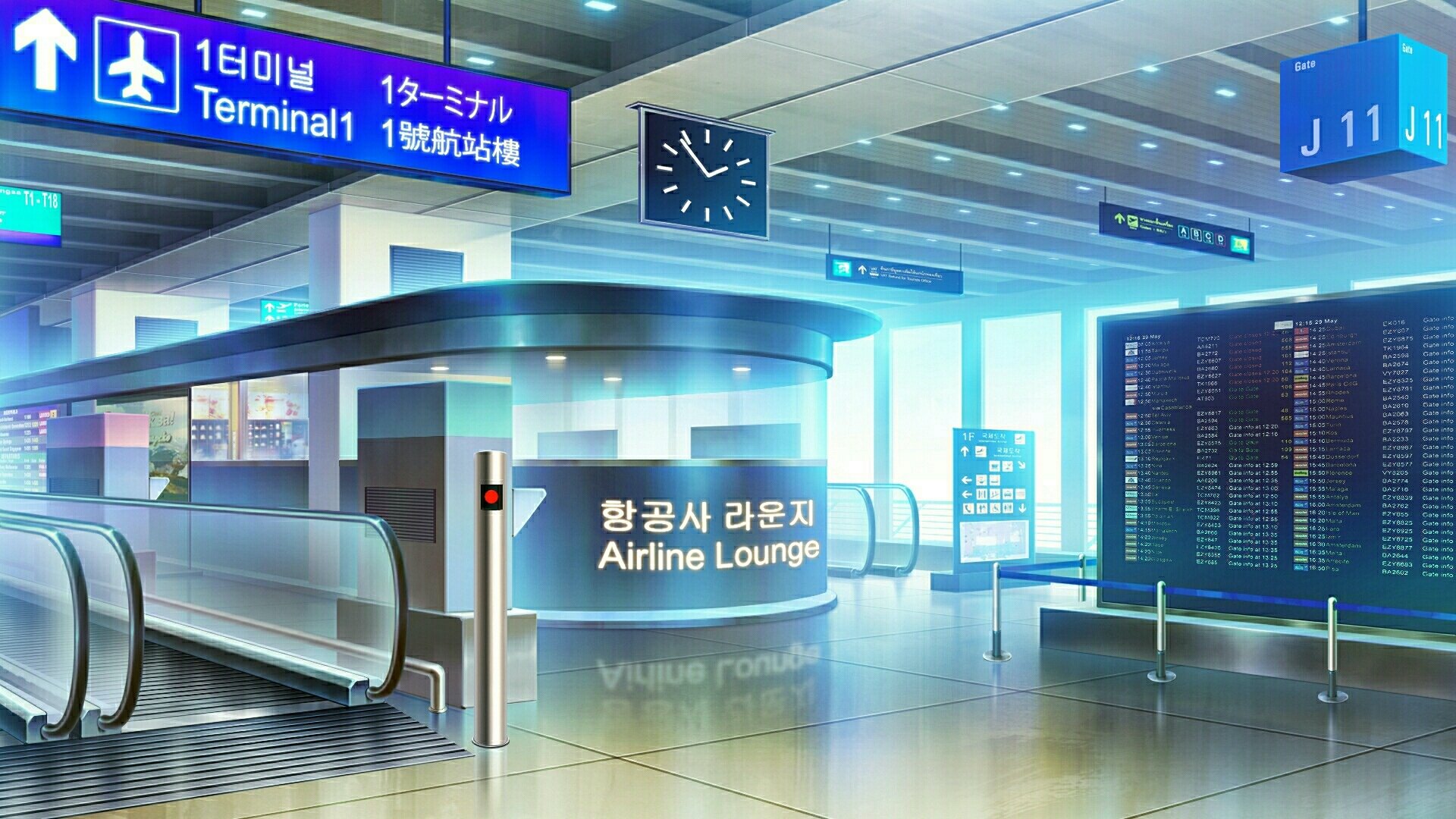 Anime Airport Terminal HD Wallpaper: Stylish Original Station Scene by ...