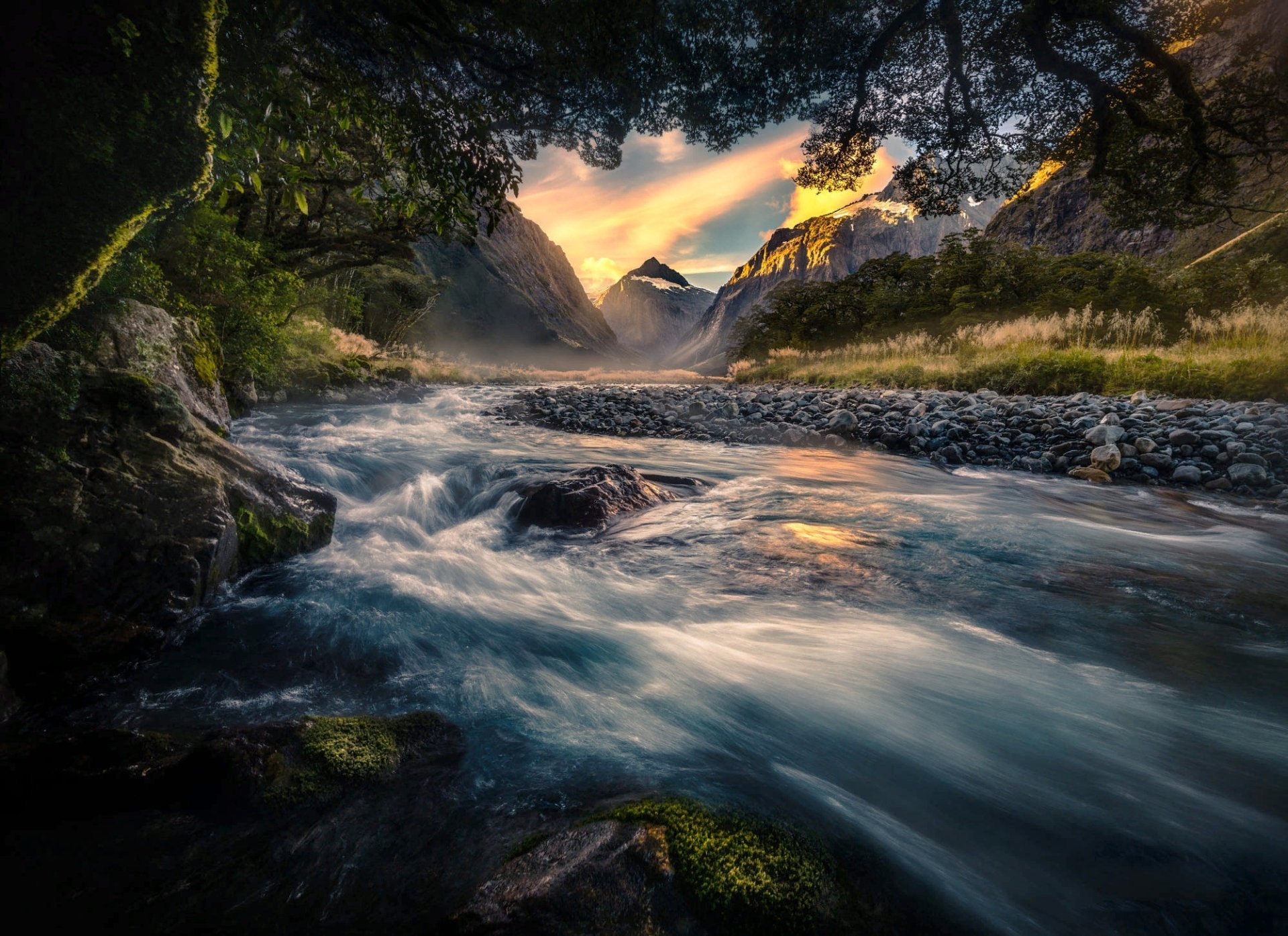 Download New Zealand Nature Mountain Landscape River HD Wallpaper ...