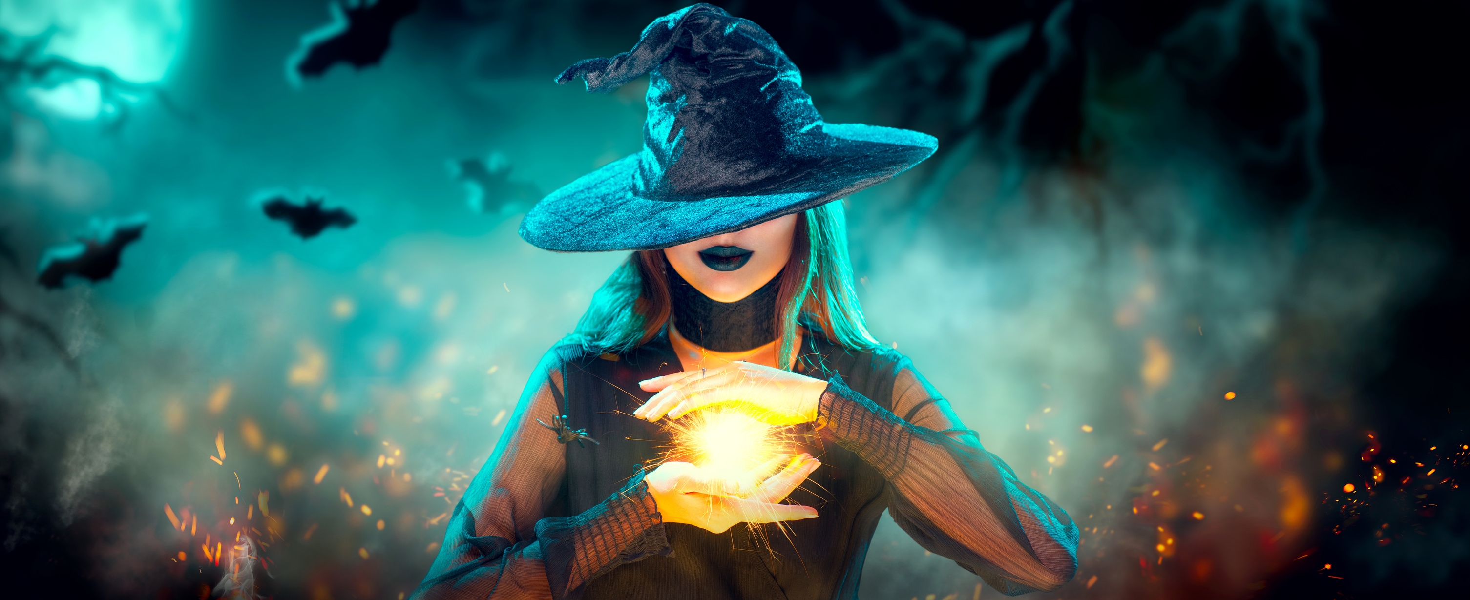 Download Bat Hat Fantasy Witch HD Wallpaper
