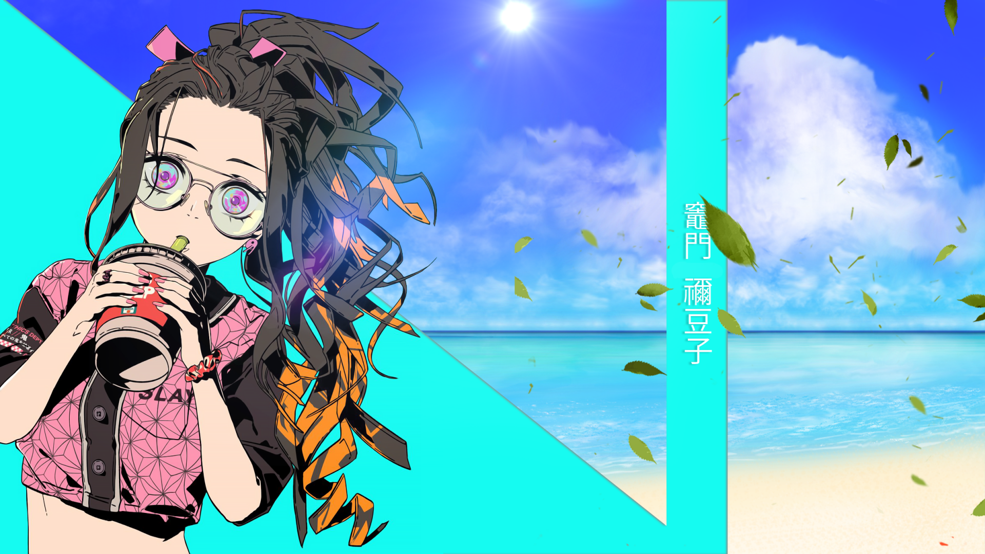 Nezuko Kamado: HD Beachside Bliss - Demon Slayer Wallpaper by helloclonion