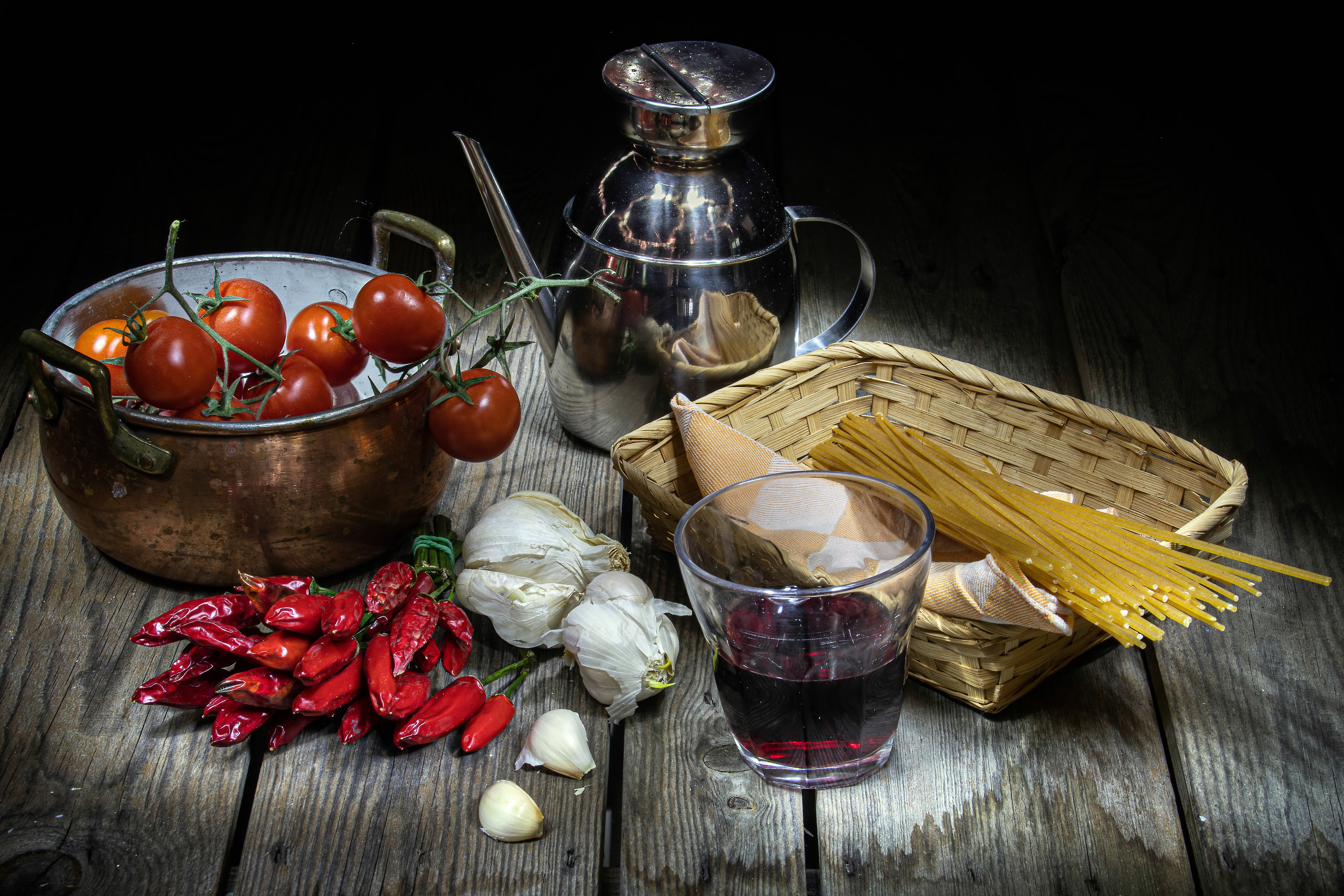 Download Pepper Pasta Tomato Food Still Life 4k Ultra HD Wallpaper