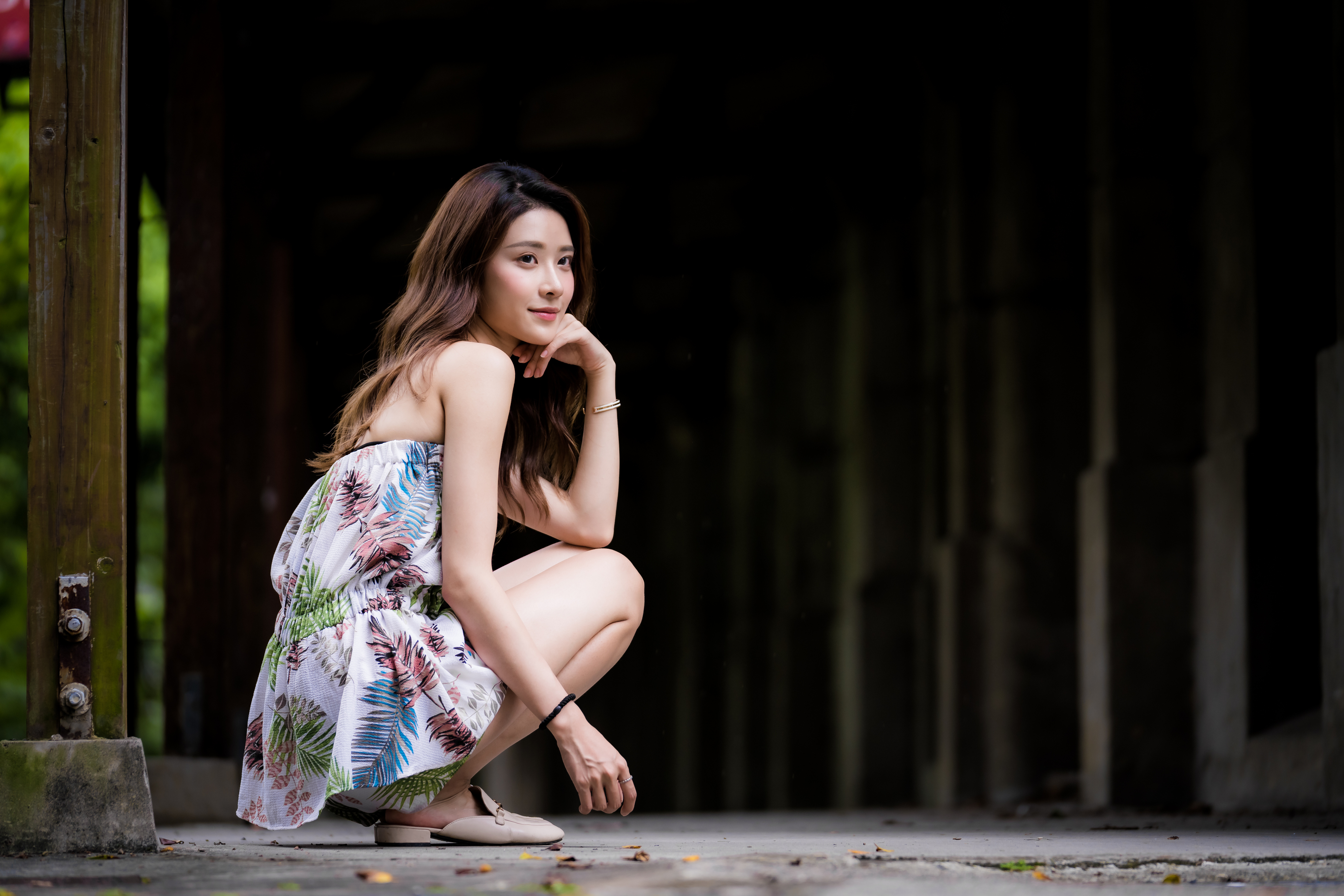 Download Depth Of Field Long Hair Dress Brunette Model Woman Asian 4k