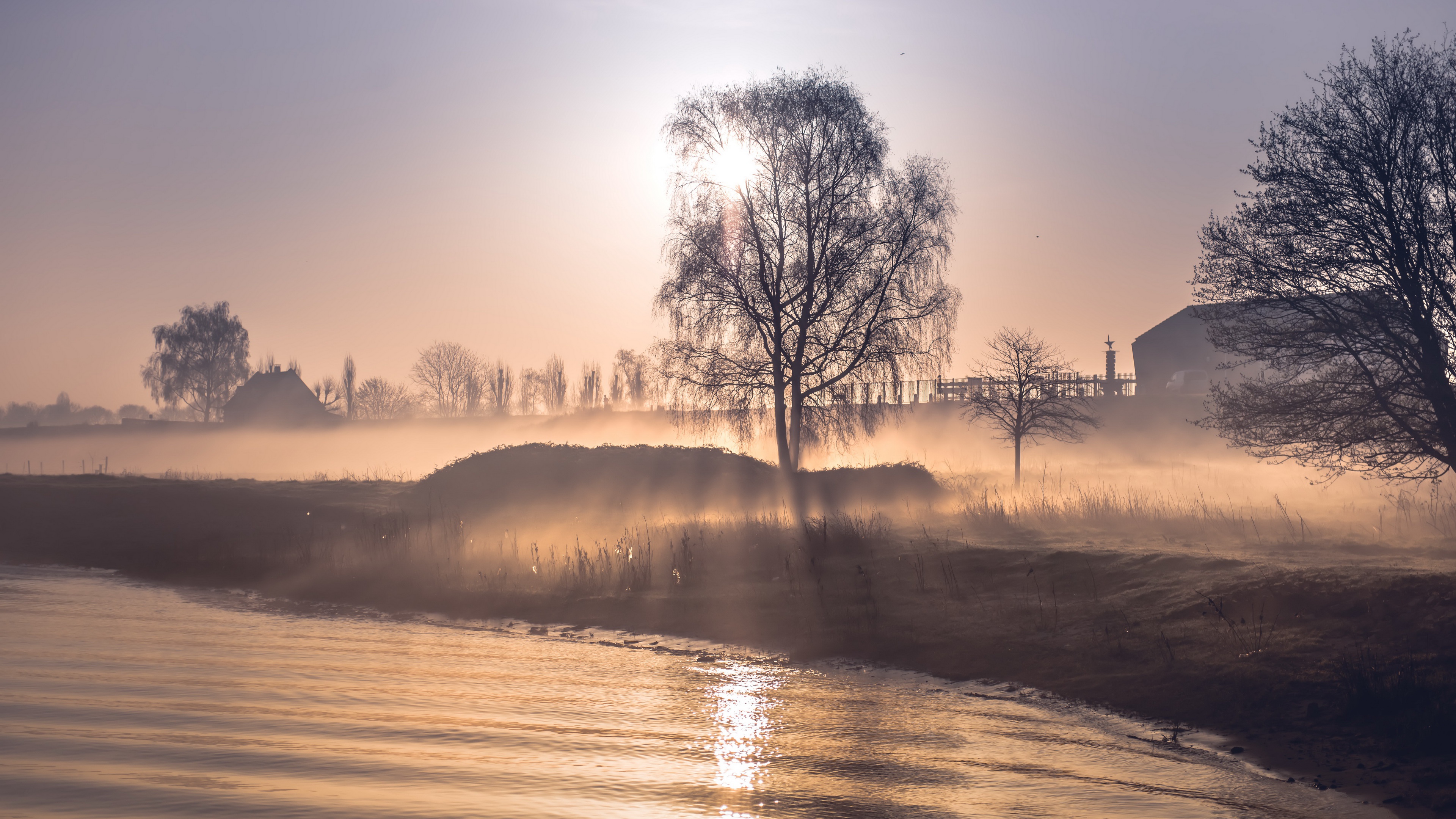 Download Sunrise Nature Fog 4k Ultra HD Wallpaper