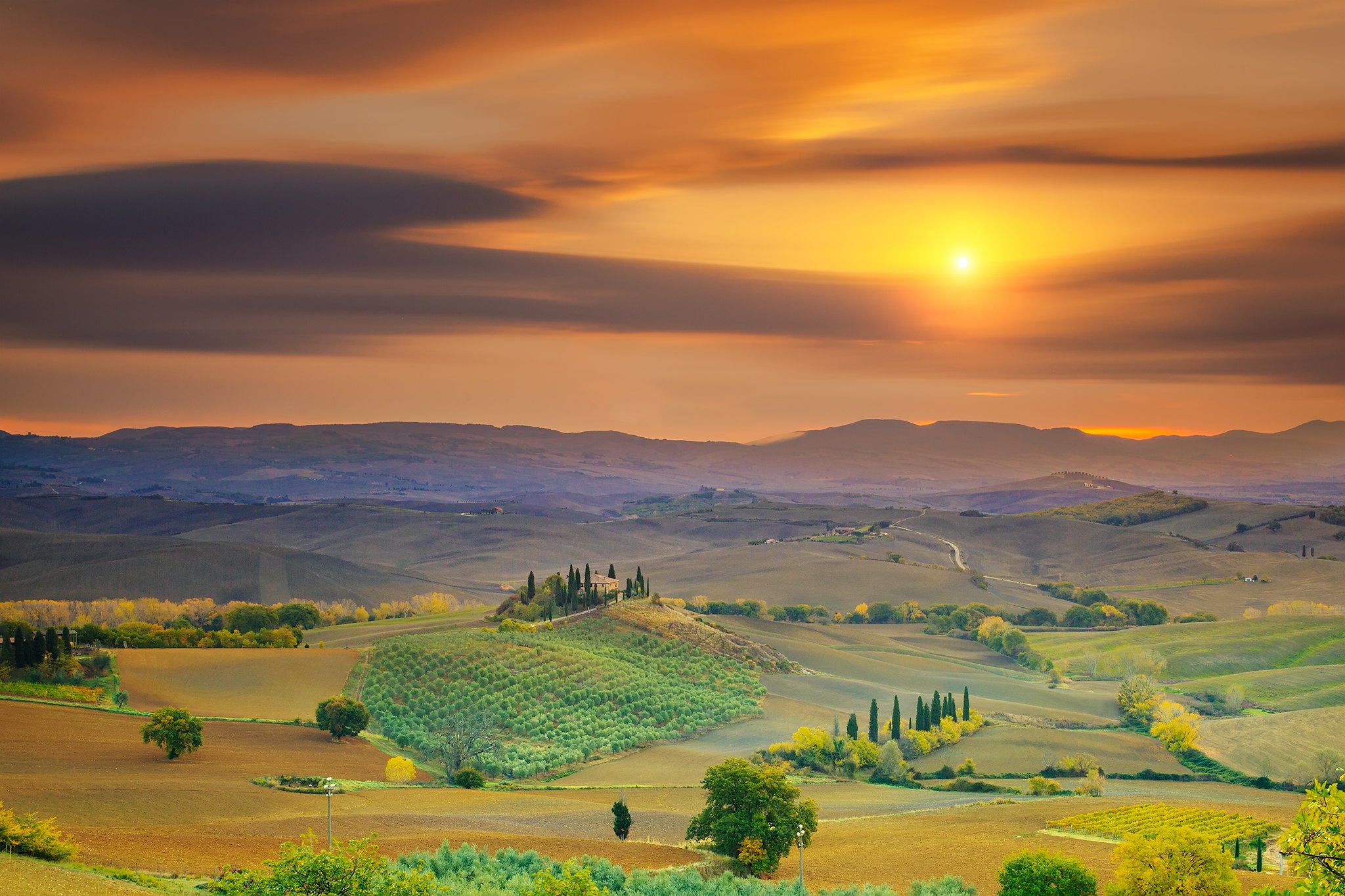 Sunset Tuscany Italy