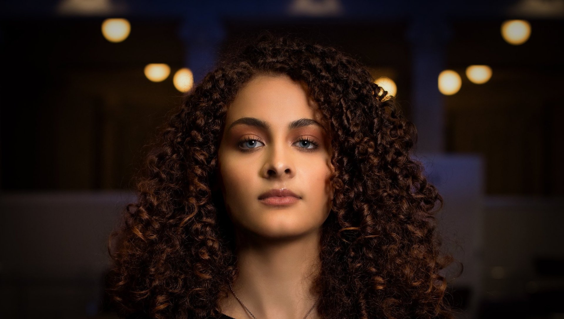 Download Brunette Blue Eyes Face Curl Woman Model HD Wallpaper ...