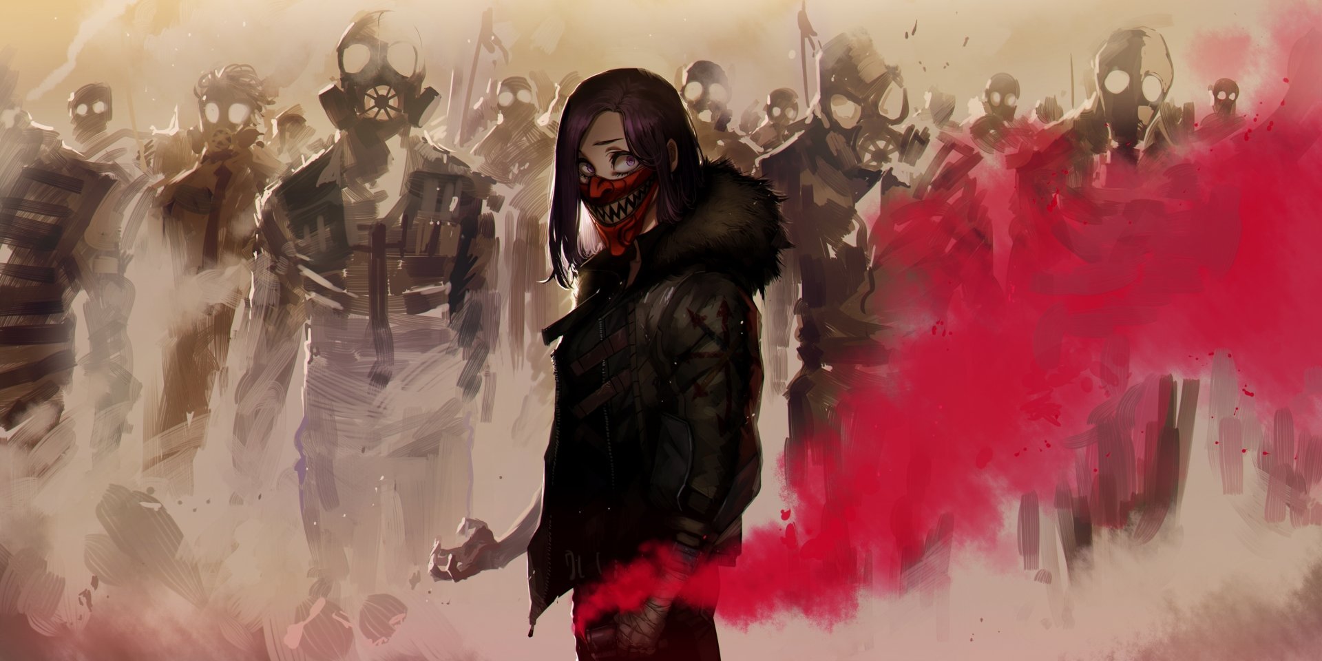 Download Gas Mask Smoke Dark Anarchy HD Wallpaper