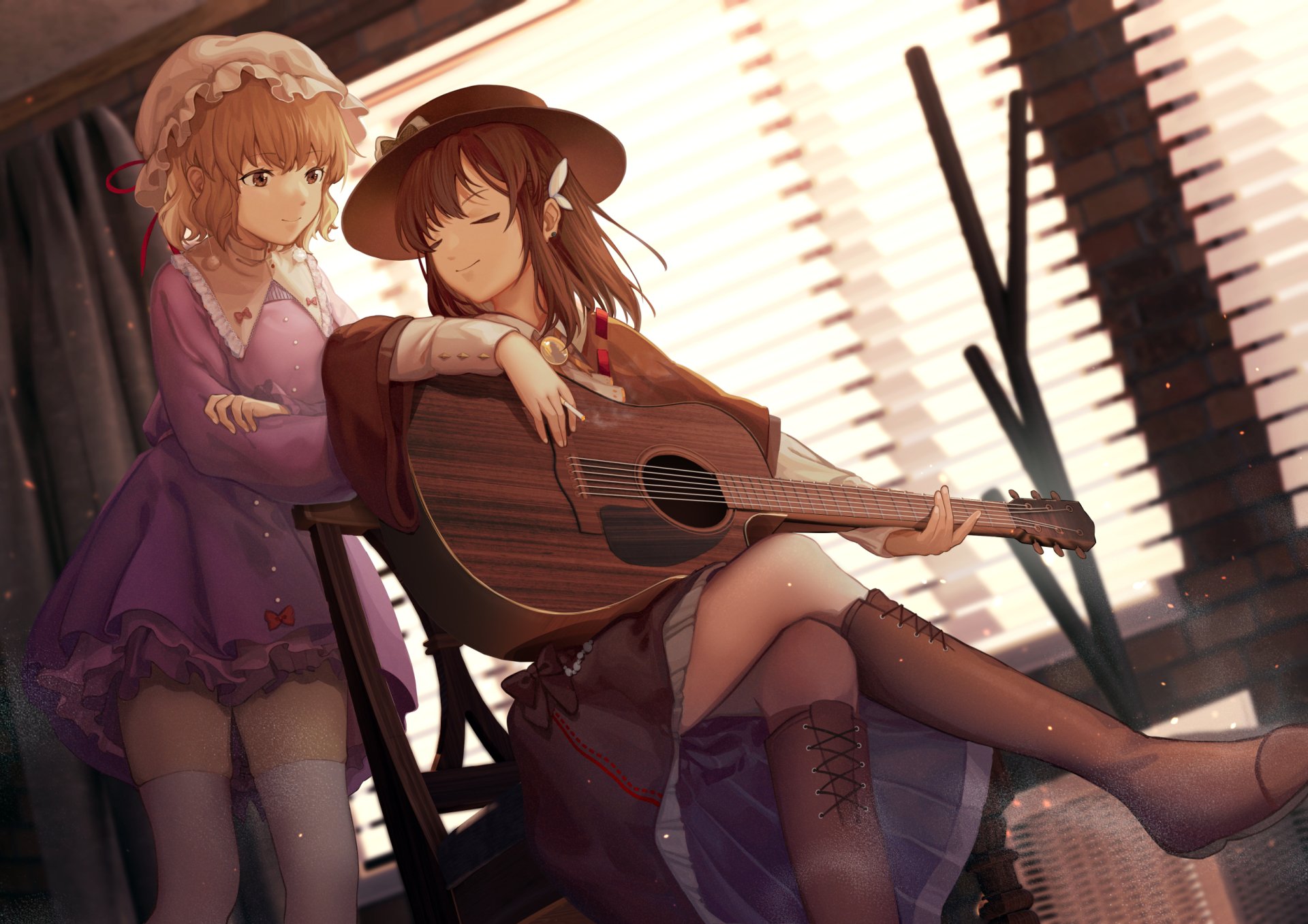 Download Guitar Renko Usami Maribel Hearn Anime Touhou HD Wallpaper by ...