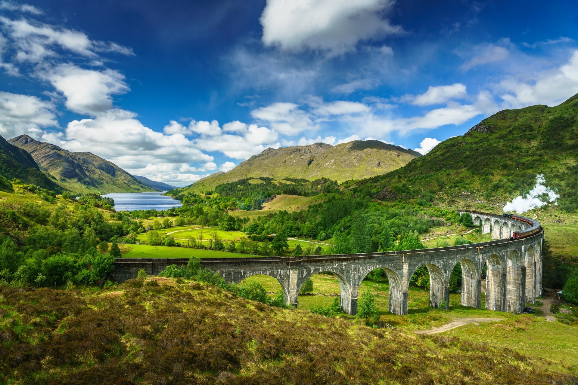 Download Scotland Bridge Vehicle Train 4k Ultra HD Wallpaper
