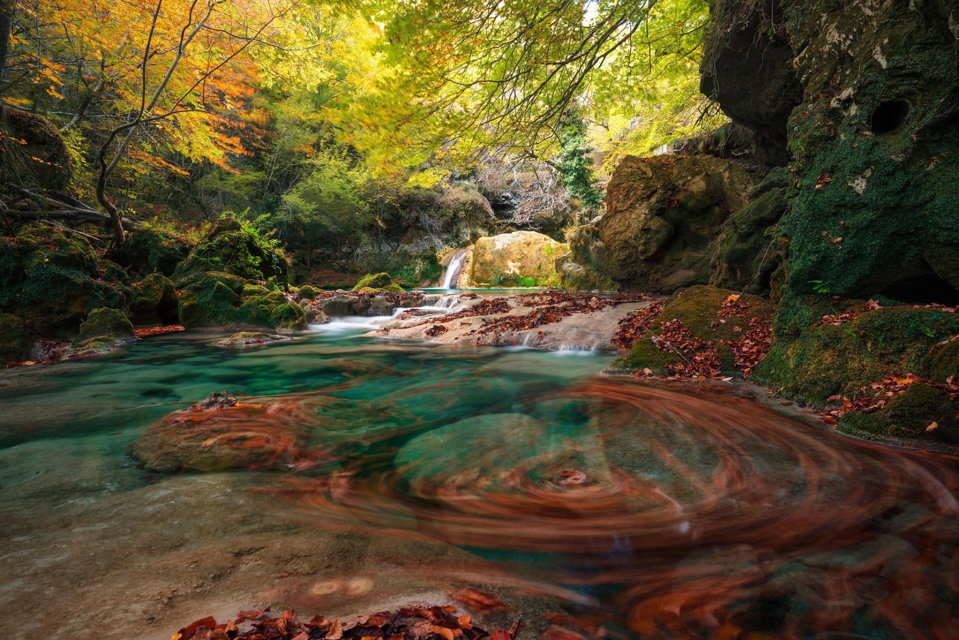 Download Spain Forest Fall Nature River HD Wallpaper