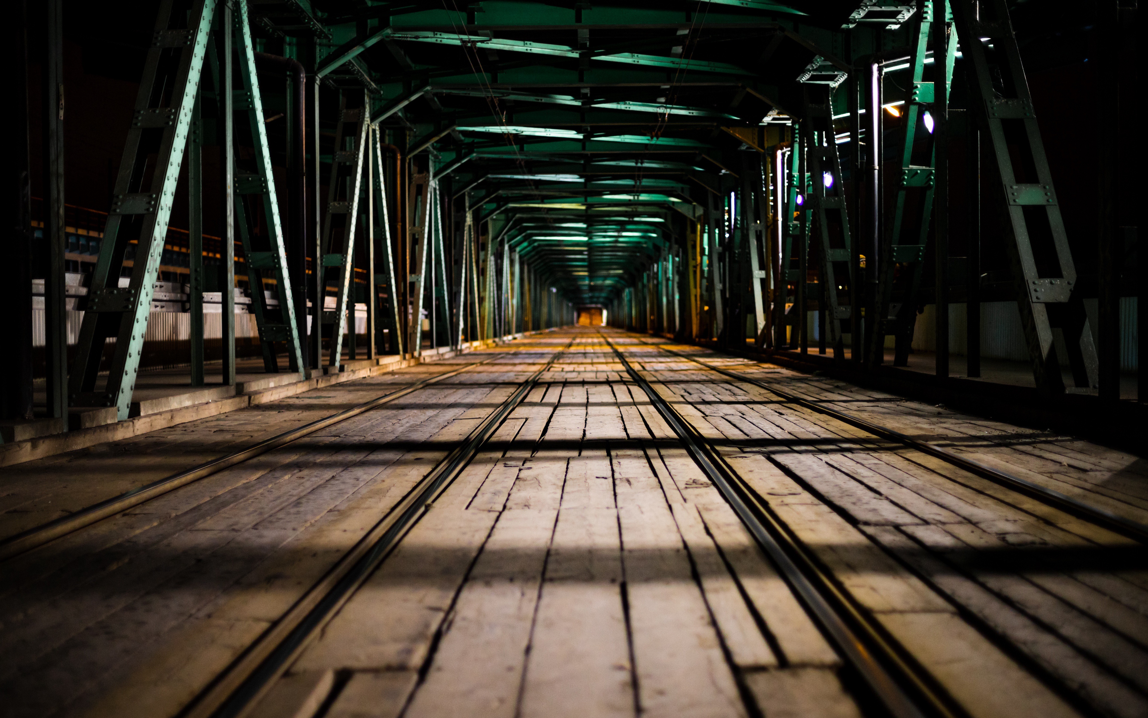 Download Wood Bridge Metal Man Made Railroad 4k Ultra HD Wallpaper
