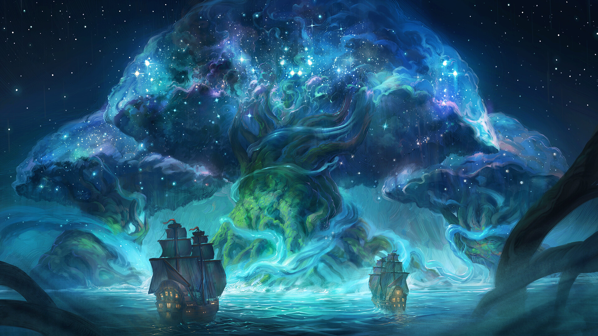 Enchanted Voyage: The Cosmic Tree and the Fantastical Ships - HD ...