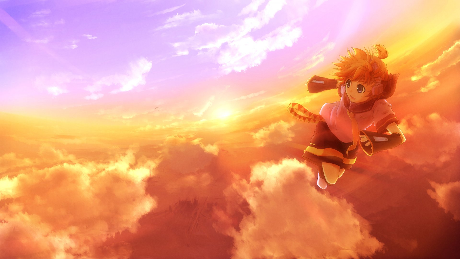 Len Kagamine in Clouds: Stunning HD Wallpaper by hirobakar