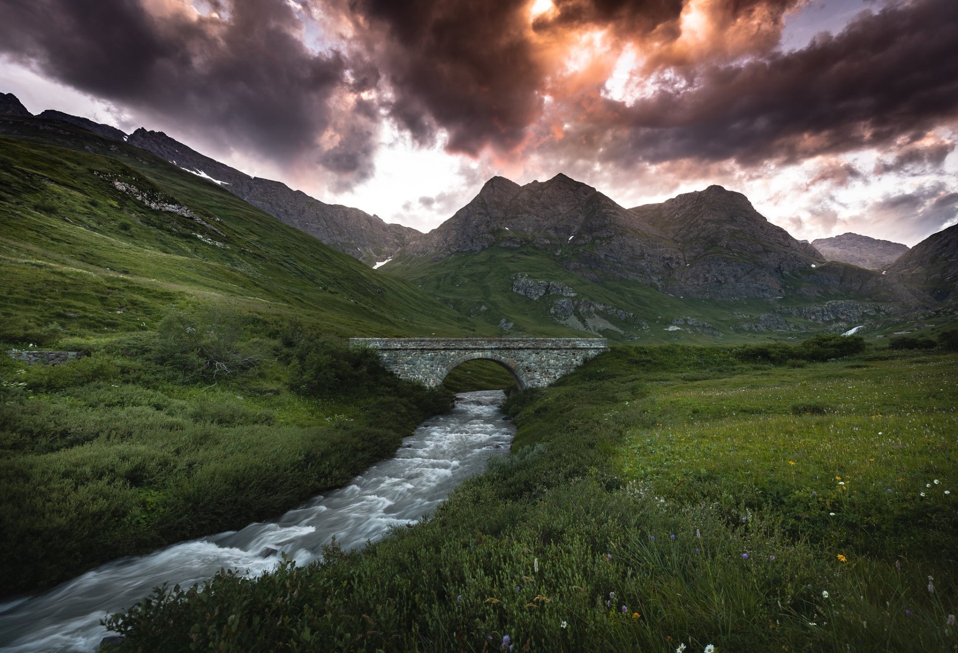 Download River Mountain Man Made Bridge HD Wallpaper | 2047x1397 ...