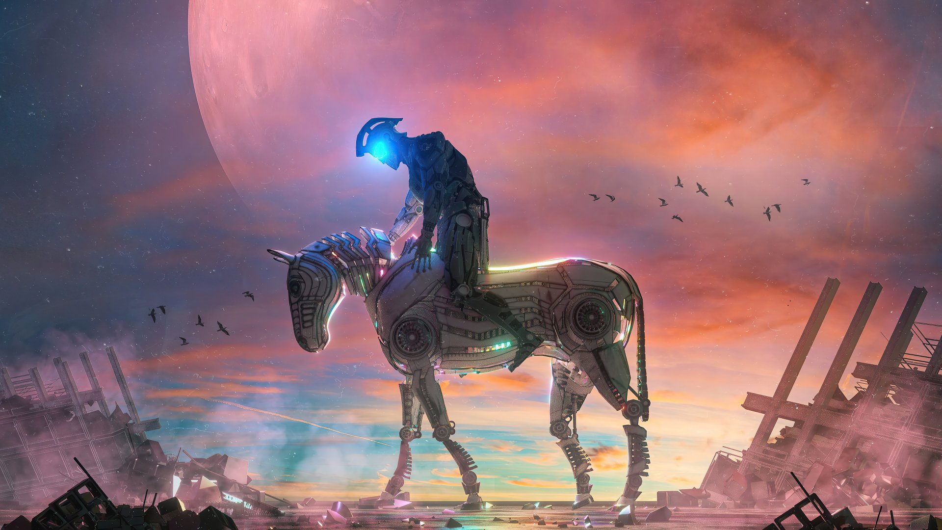 Download Horse Sci Fi Cyborg 4k Ultra HD Wallpaper by Beeple