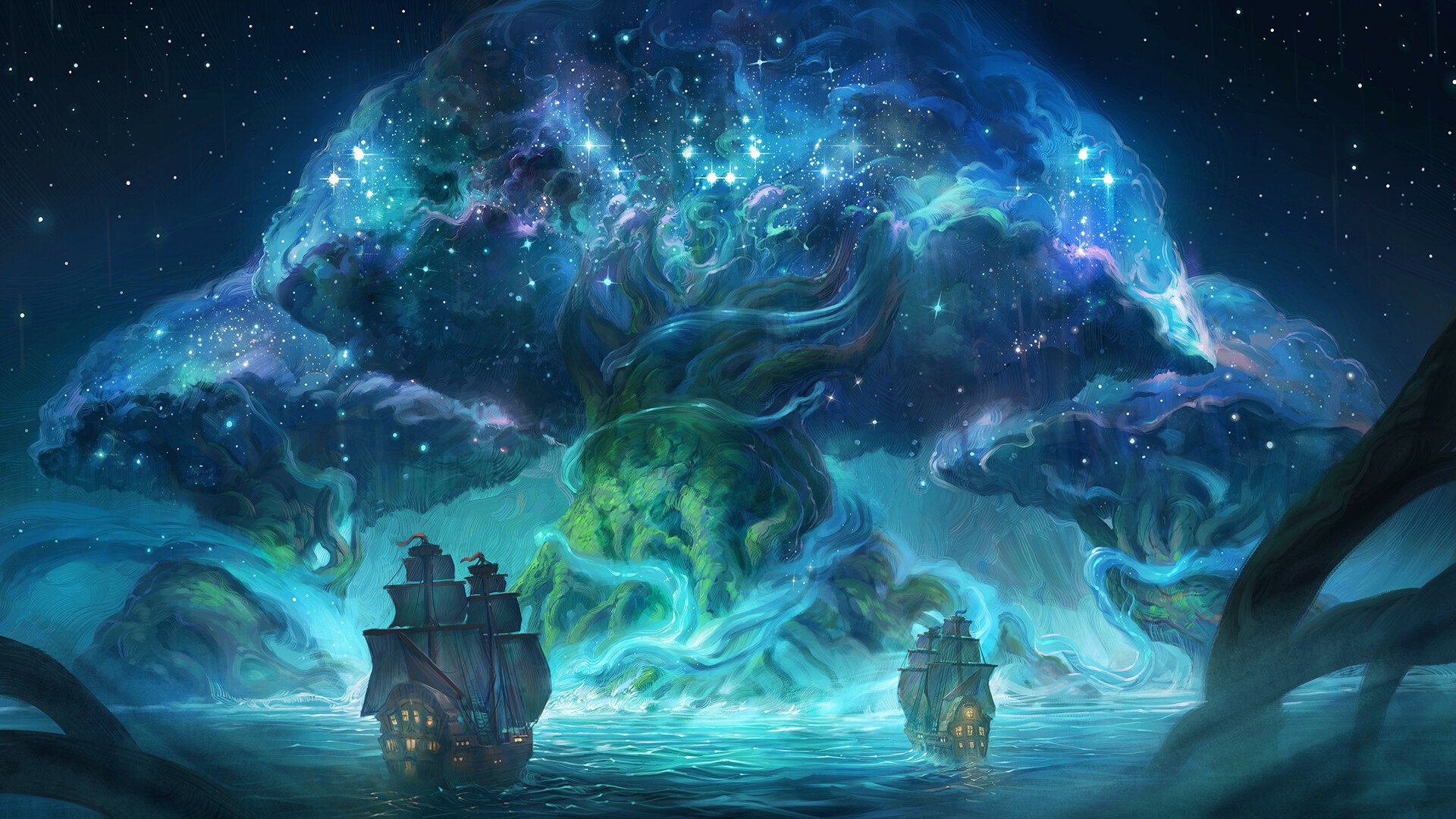 Enchanted Voyage: The Cosmic Tree and the Fantastical Ships - HD ...