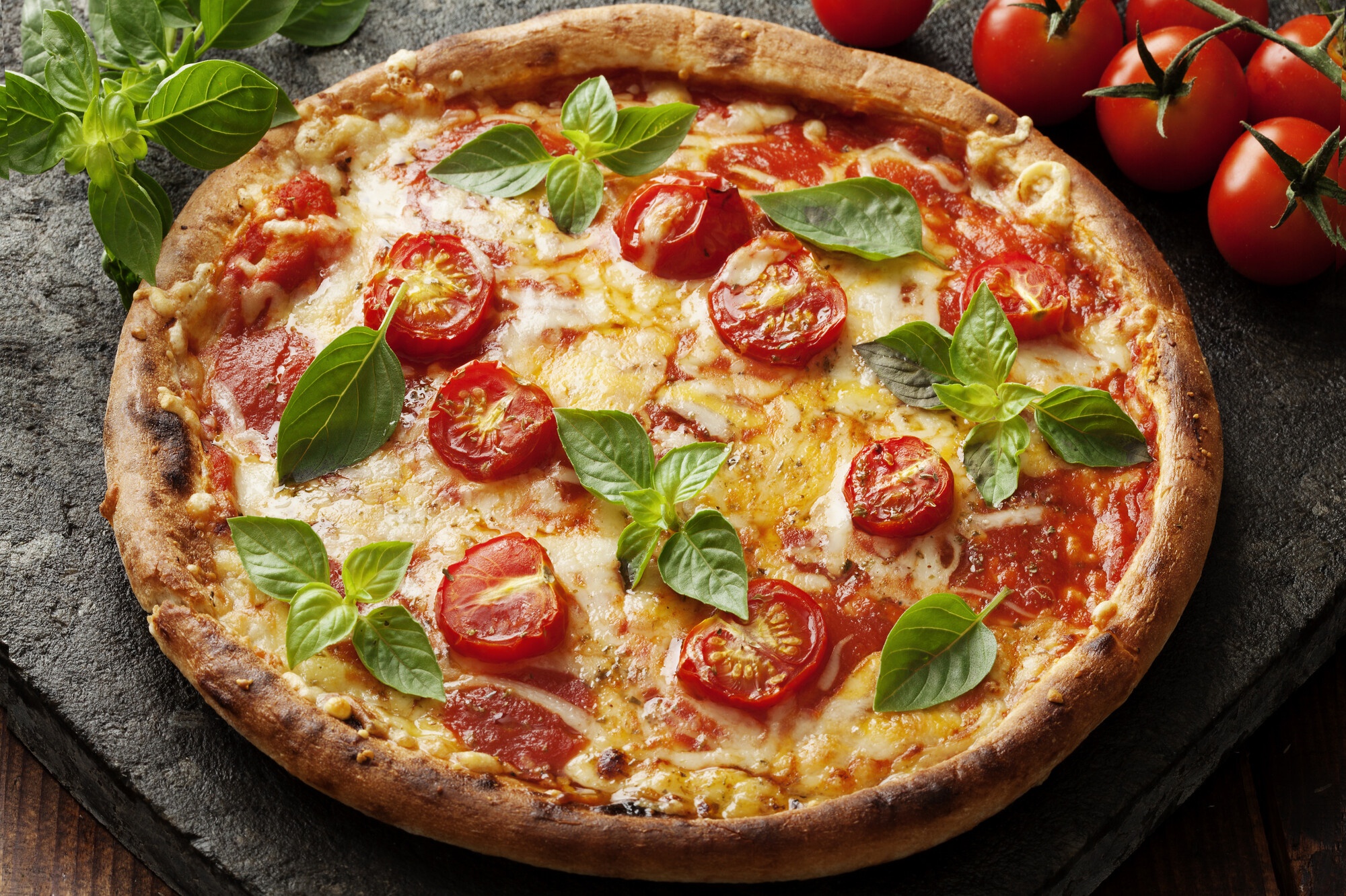 Download Still Life Tomato Food Pizza HD Wallpaper