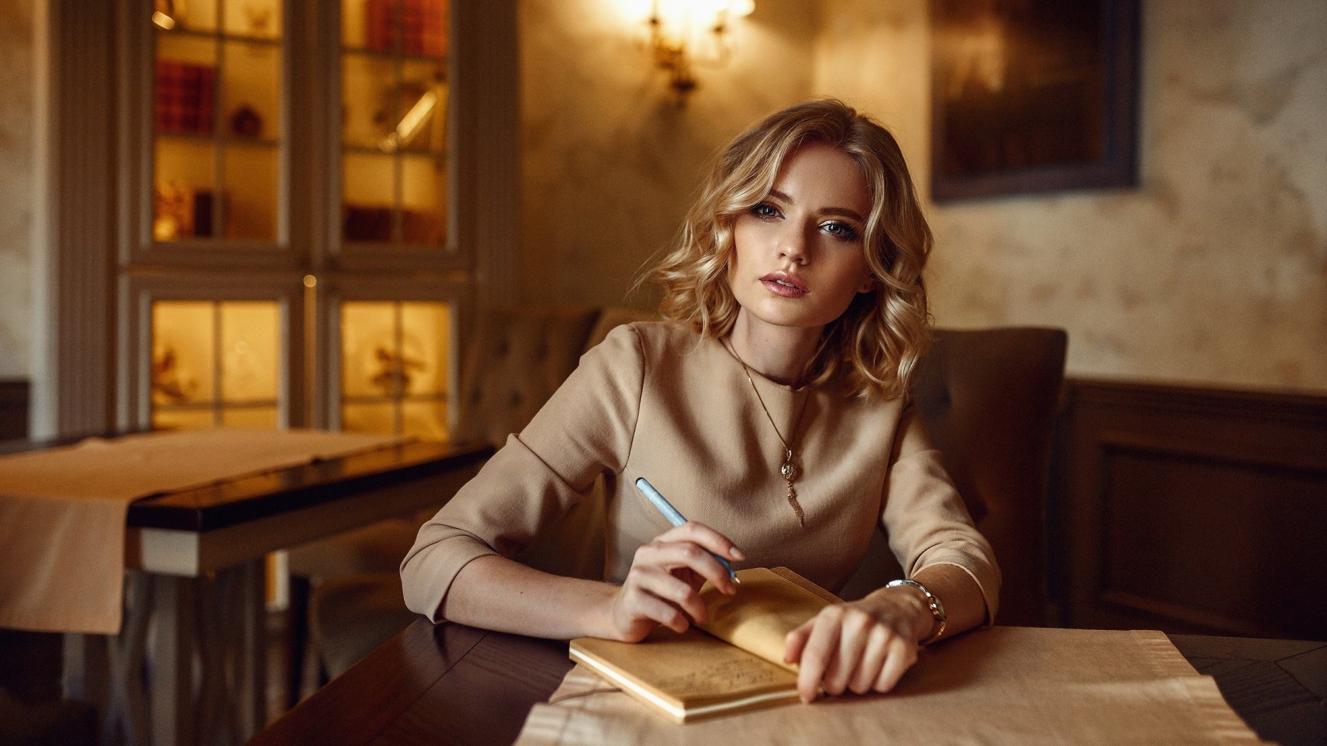 Download Blonde Woman Model HD Wallpaper by Anton Artyushin