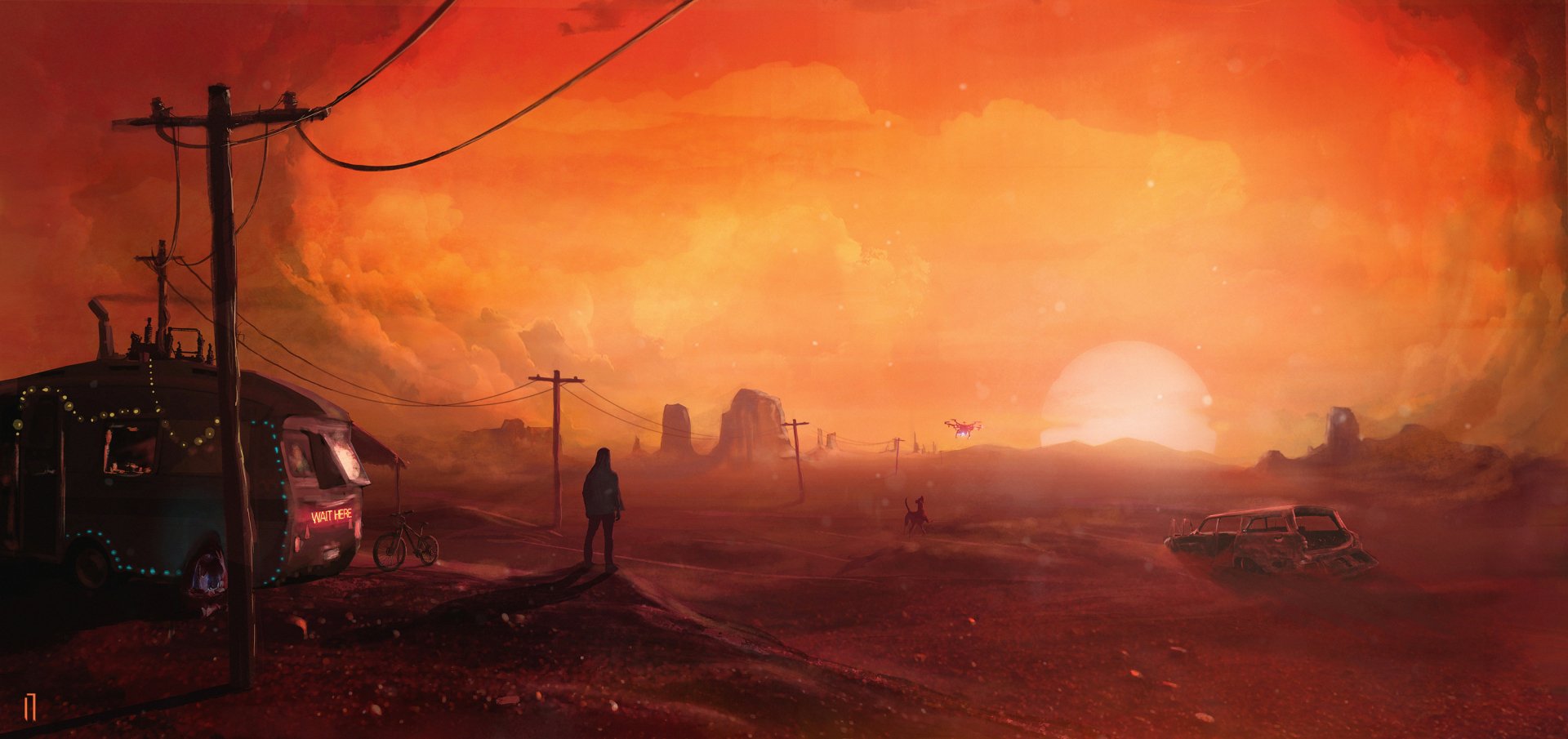 Download Sunset Sci Fi Post Apocalyptic HD Wallpaper by Ismail Inceoglu