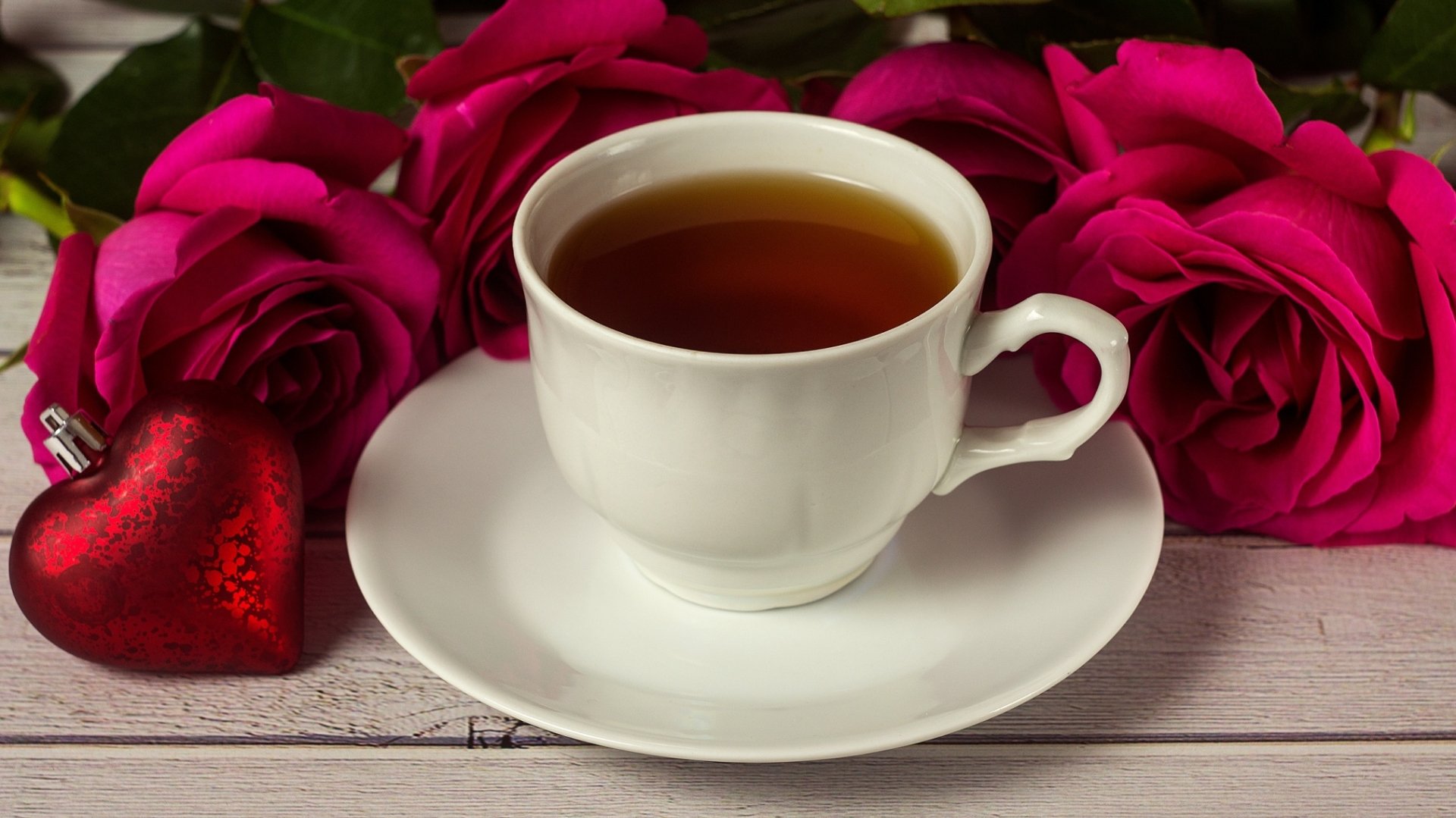 Download Rose Romantic Heart Love Tea Holiday Valentine's Day HD Wallpaper
