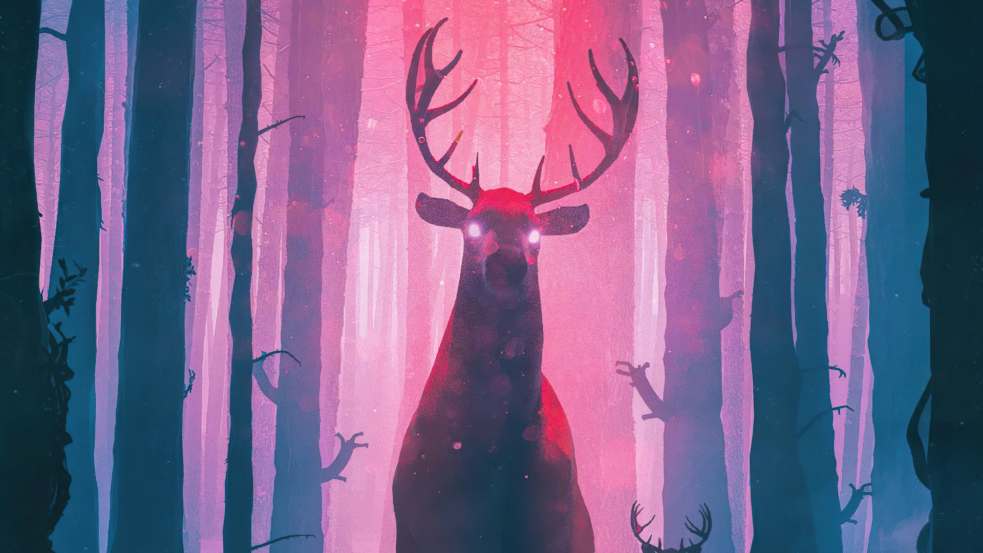 Enchanted Forest Stag – 4K Ultra HD Fantasy Wallpaper by Beeple