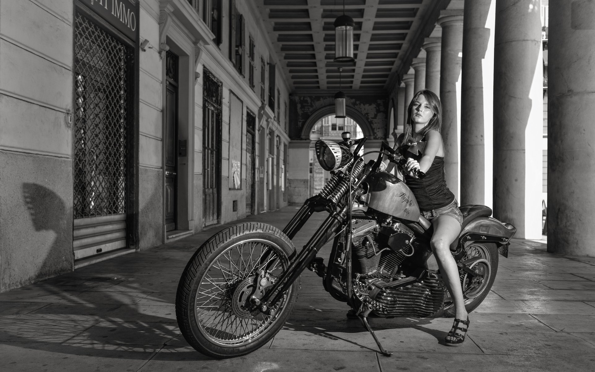 Download Motorcycle Biker Black & White Woman Girls & Motorcycles HD ...