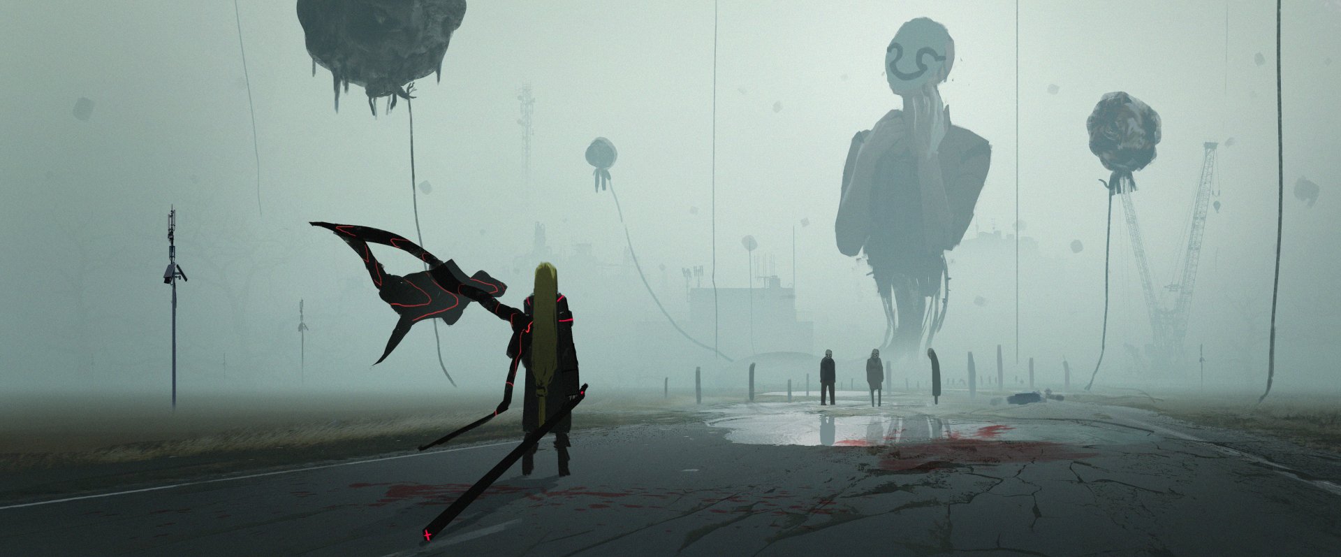 Apocalyptic Anime Girl vs. Alien Giants – 4K Ultra HD Wallpaper by あすてろid