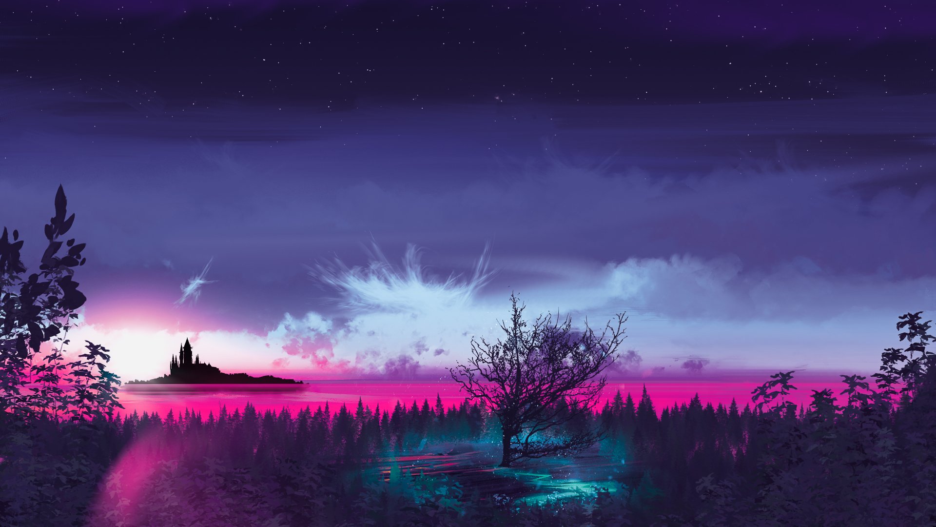 Enchanted Castle Fantasy Landscape - 4K Ultra HD Wallpaper by Shark90art