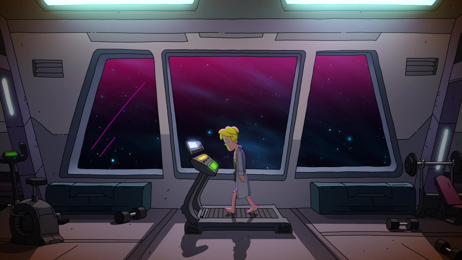 Download Window Feet Blonde Treadmill Gary Goodspeed TV Show Final Space HD Wallpaper