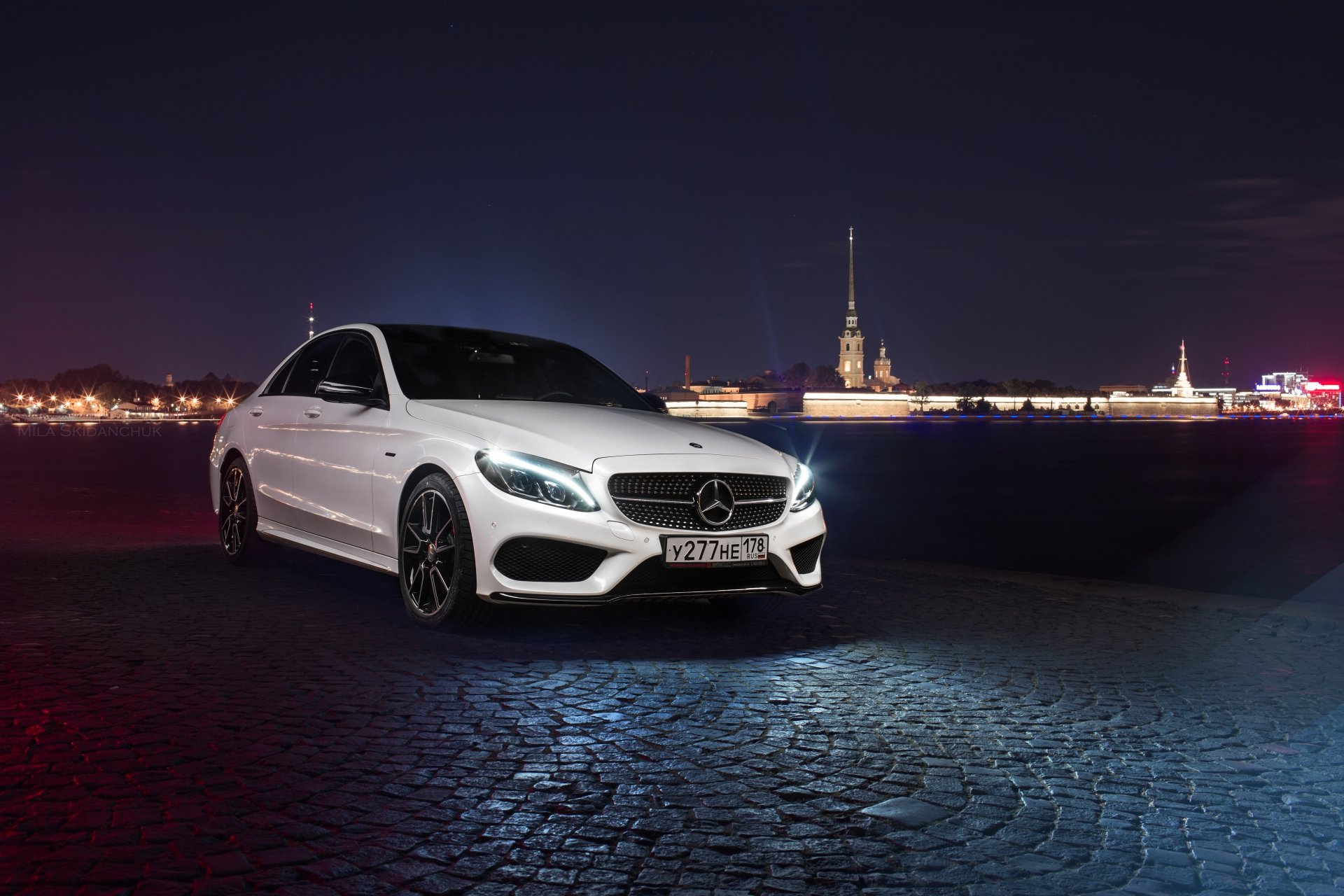 Download White Car Car Mercedes-Benz Vehicle Mercedes-Benz C-Class 4k ...