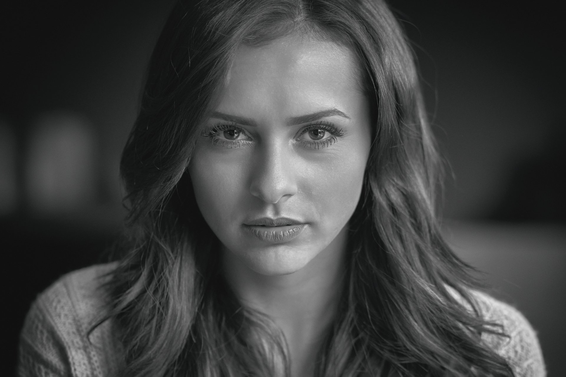 Download Stare Black & White Model Woman Face 4k Ultra HD Wallpaper by ...