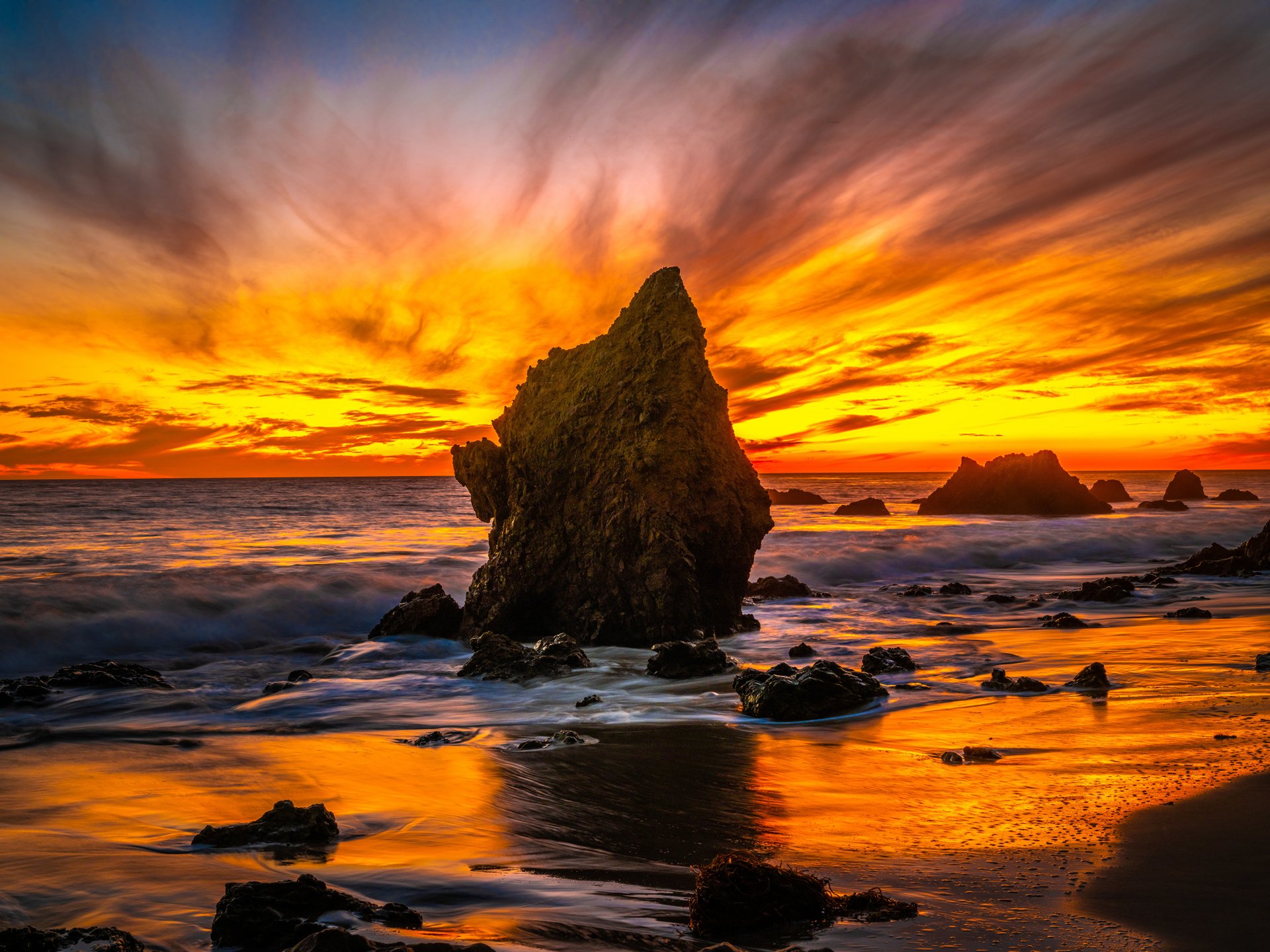 Download Horizon Ocean California Nature Sunset 4k Ultra HD Wallpaper ...