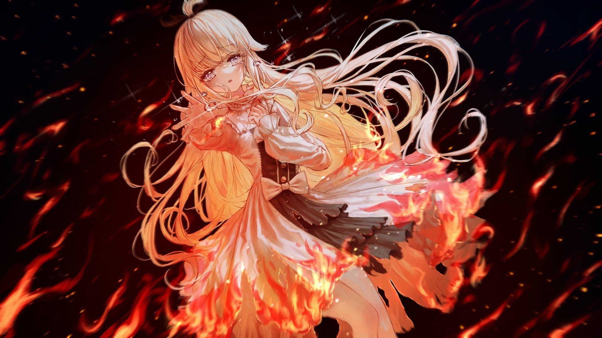 Anime Girl Screaming In Fire